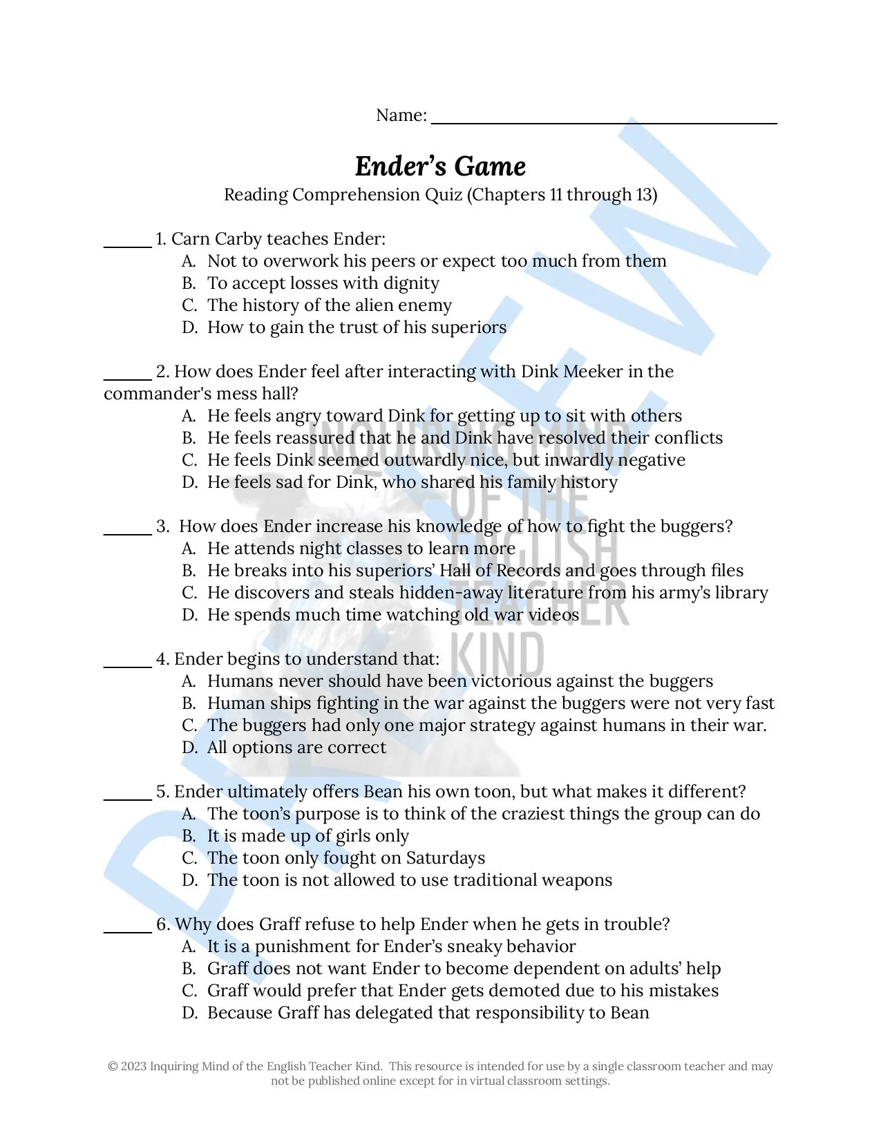 Teaching Resources — Inquiring Mind of the English Teacher Kind