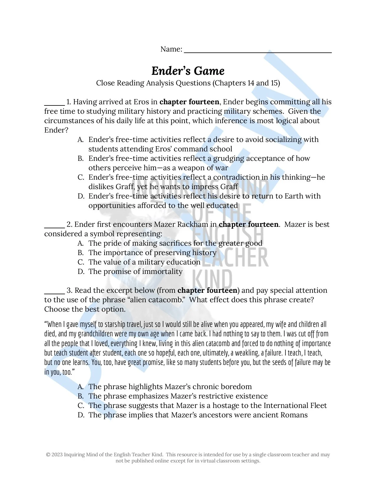 Teaching Resources — Inquiring Mind of the English Teacher Kind