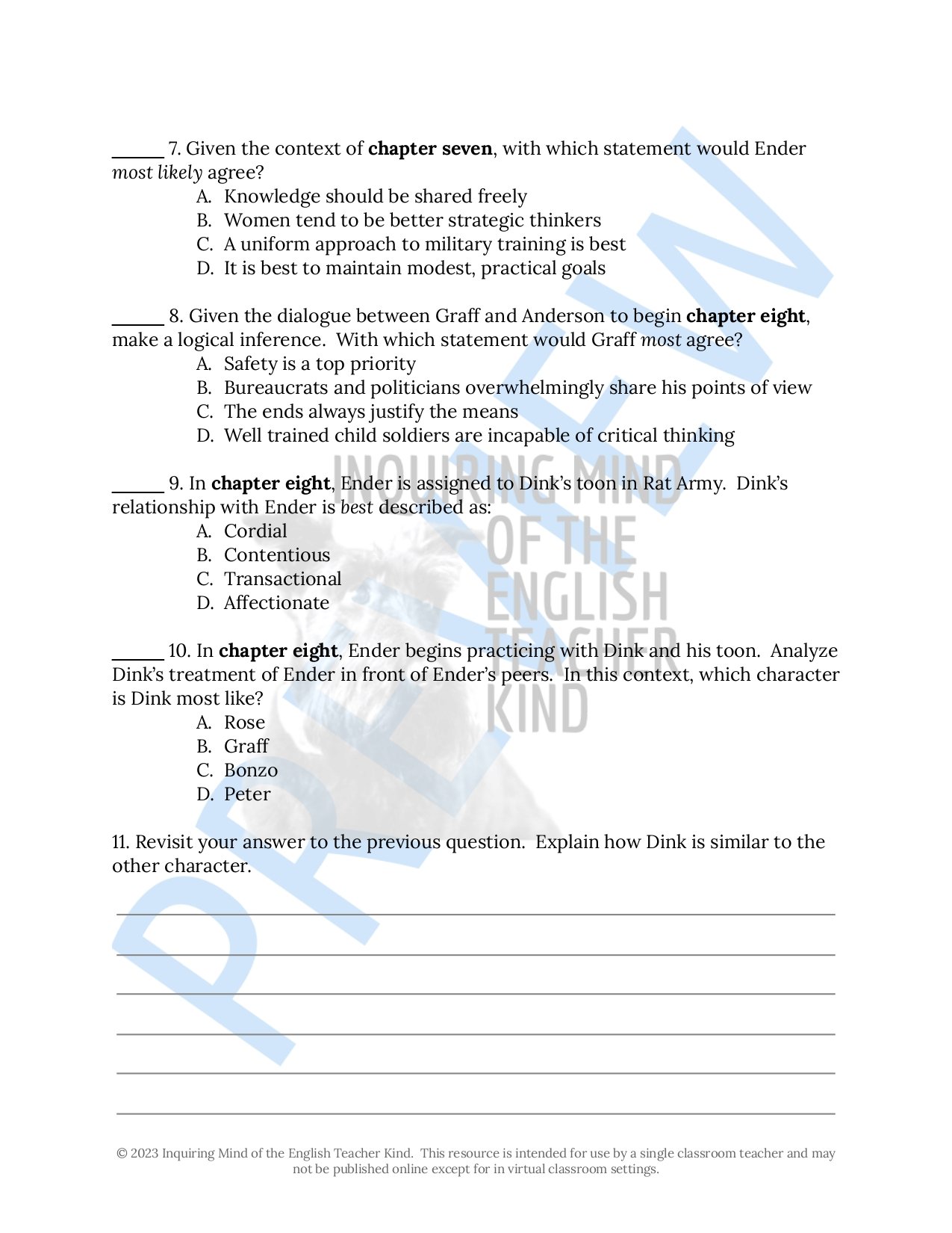 Ender's Game Close Reading Analysis Worksheets Bundle with Answer Keys ...