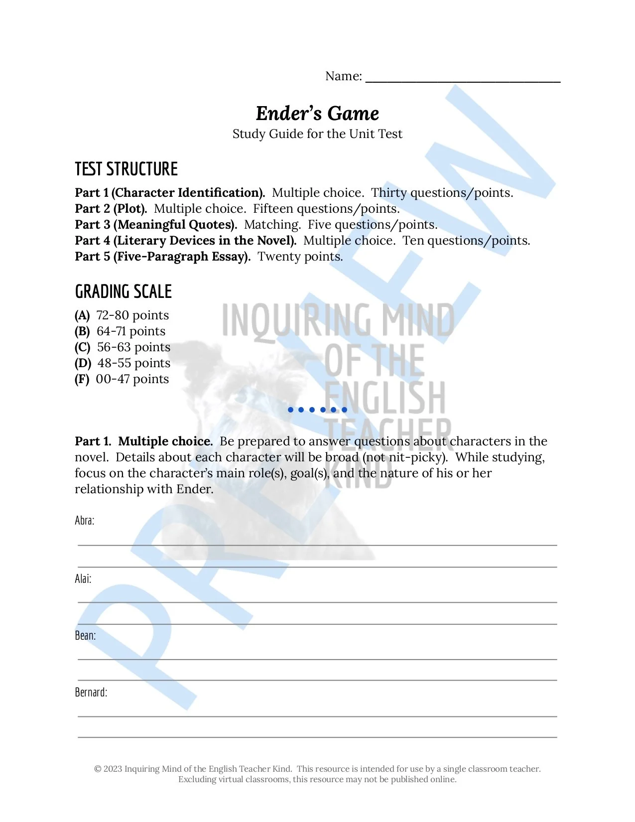 Ender's Game Bundle of Quizzes, Worksheets, Research Projects, Test ...