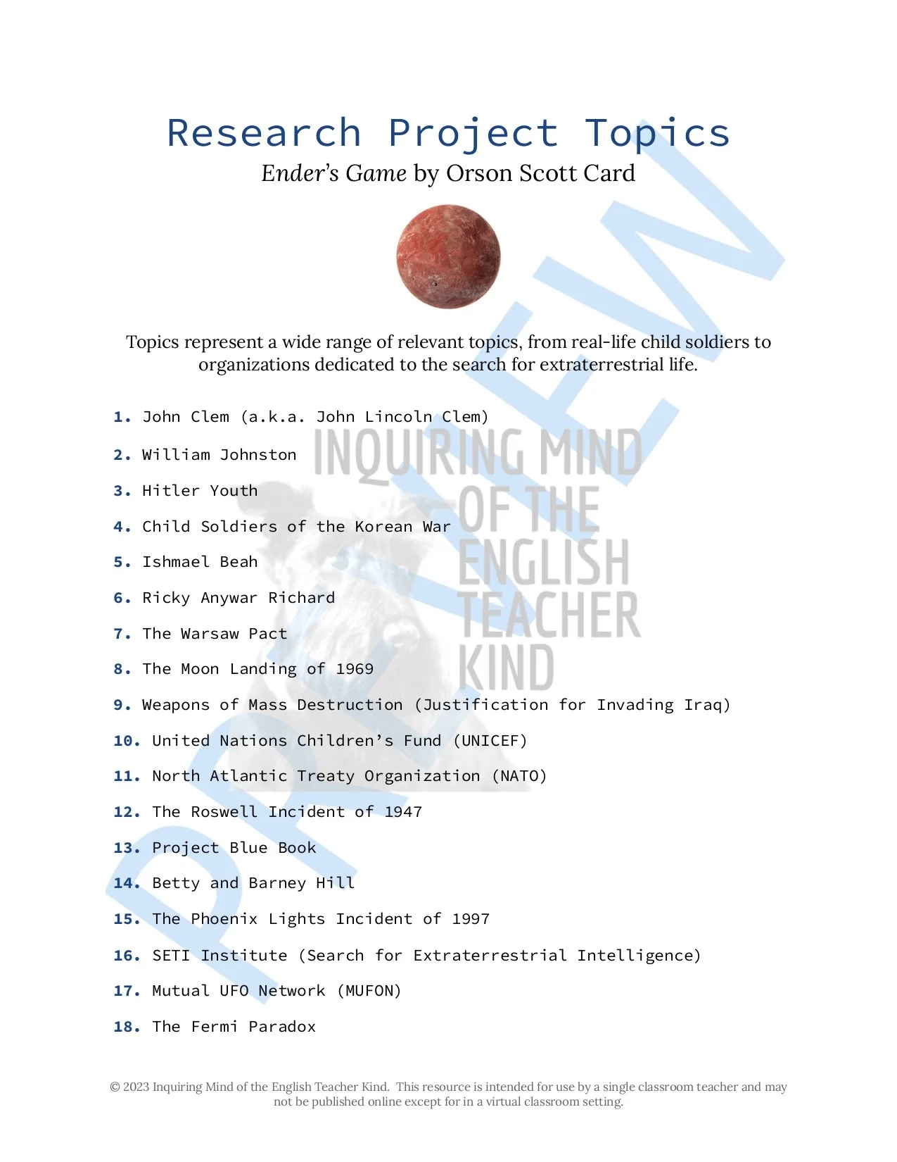 Ender's Game Bundle of Quizzes, Worksheets, Research Projects, Test ...