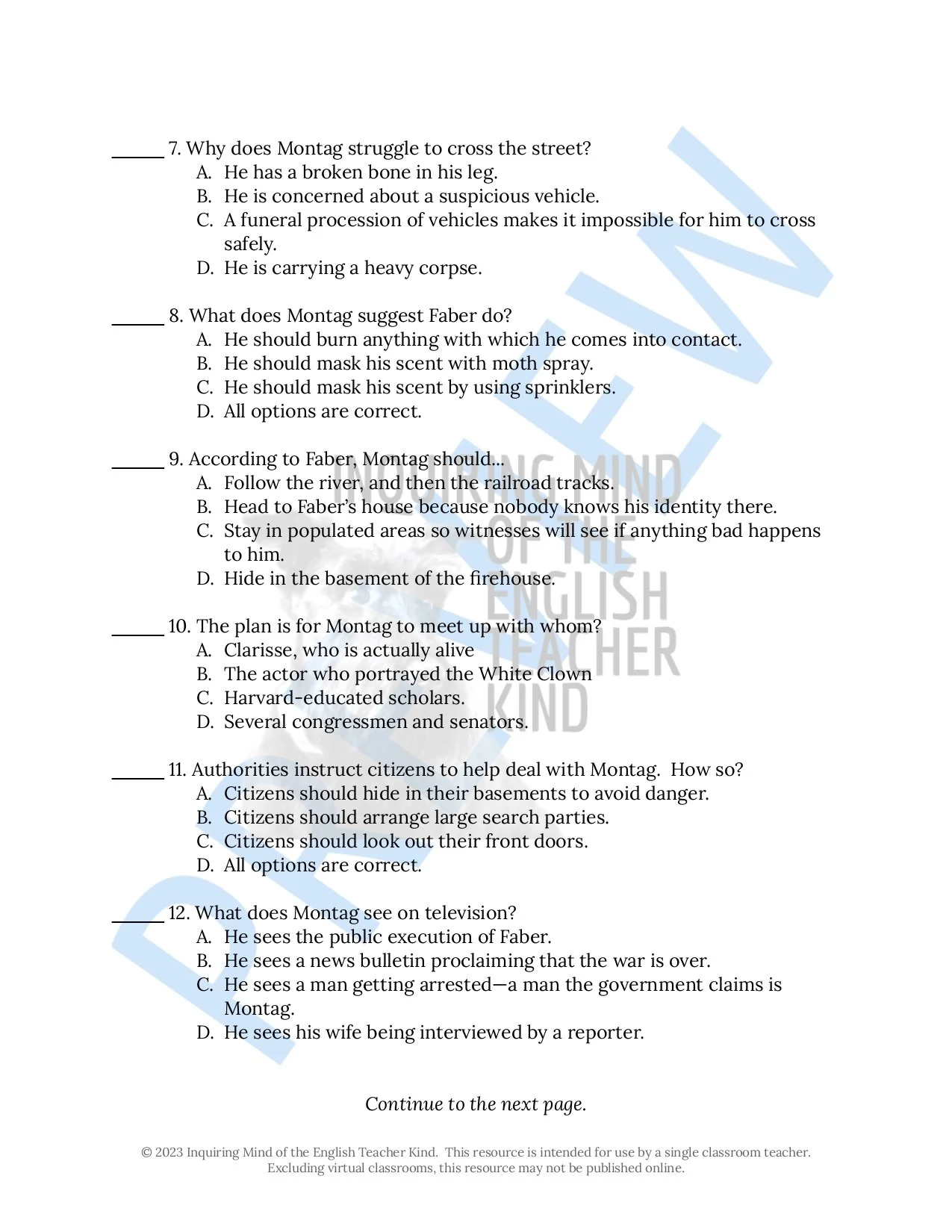 Fahrenheit 451 by Ray Bradbury Quiz and Answer Key Bundle — Inquiring ...