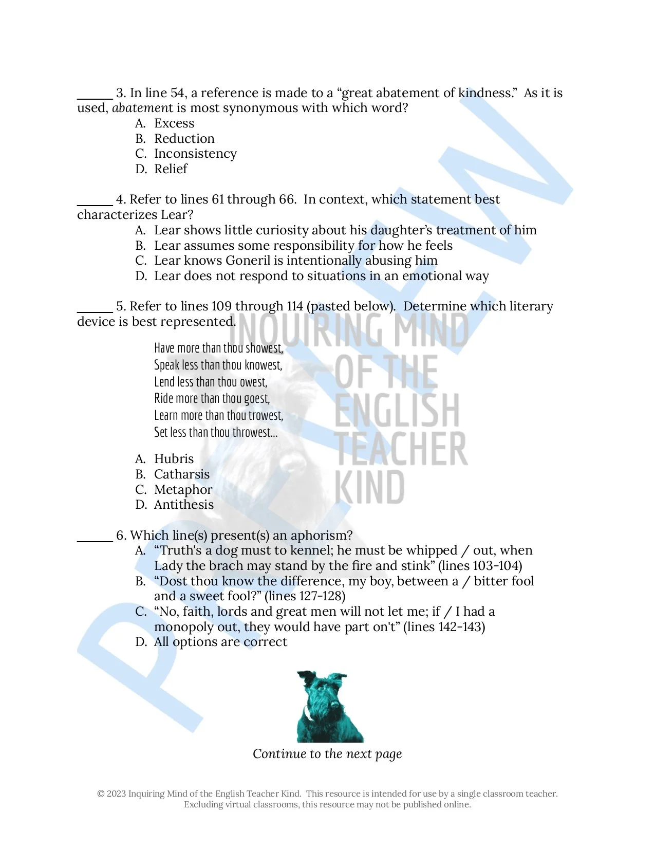 King Lear Act 1 Quiz and Close Reading Analysis Worksheets Bundle for ...
