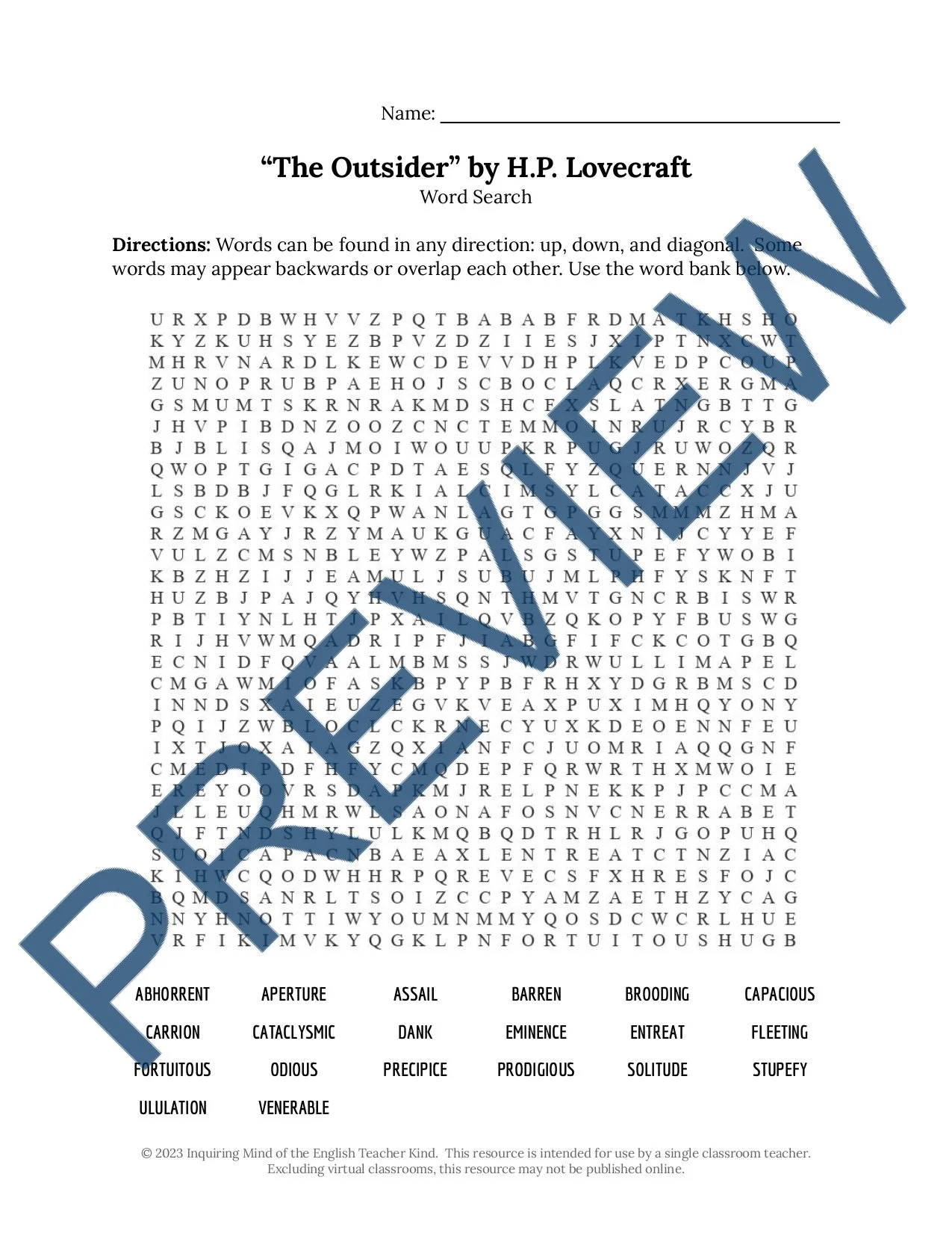 "The Terrible Old Man" by H.P. Lovecraft Quiz and Close Reading Bundle ...