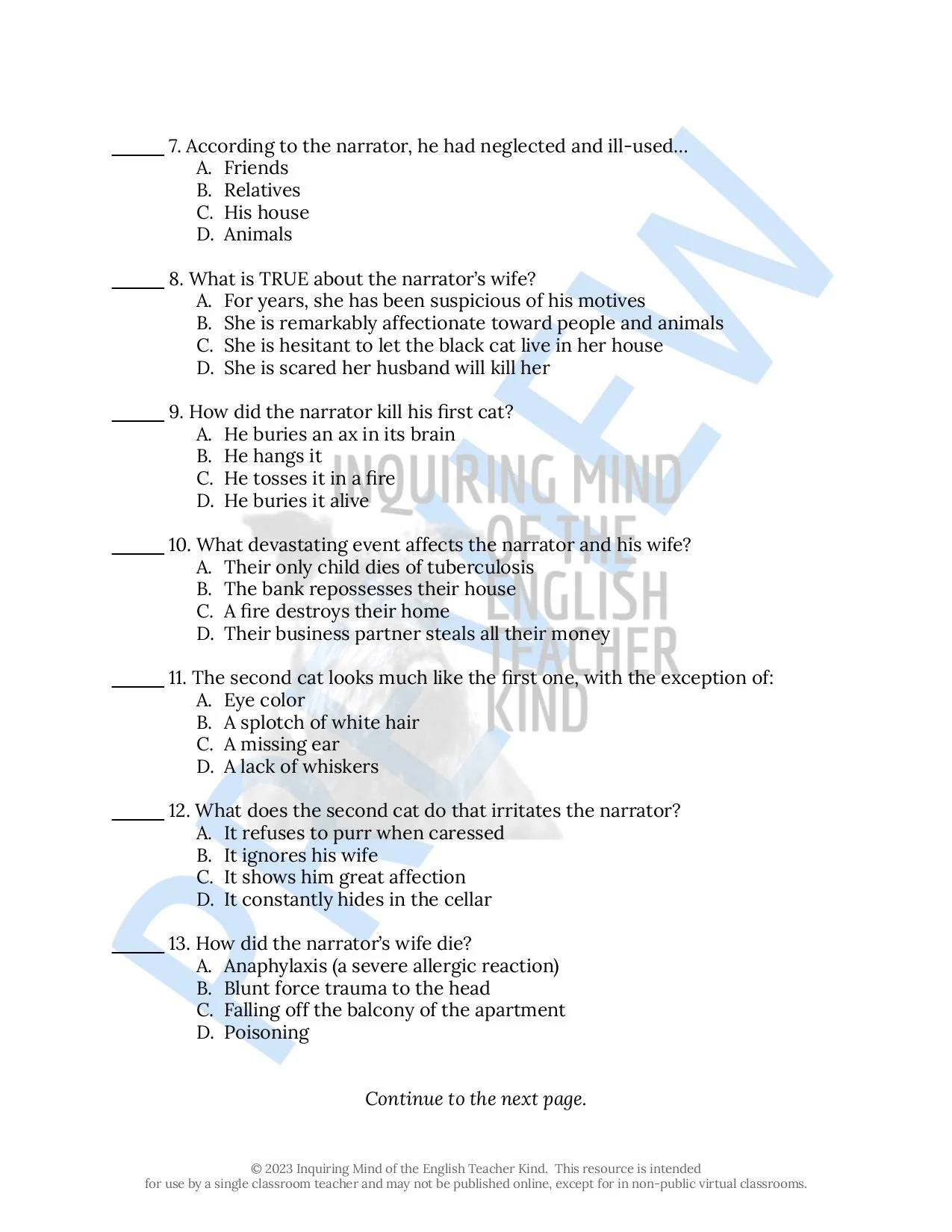 "Hop Frog" by Edgar Allan Poe Quiz, Close Reading, and Vocabulary ...