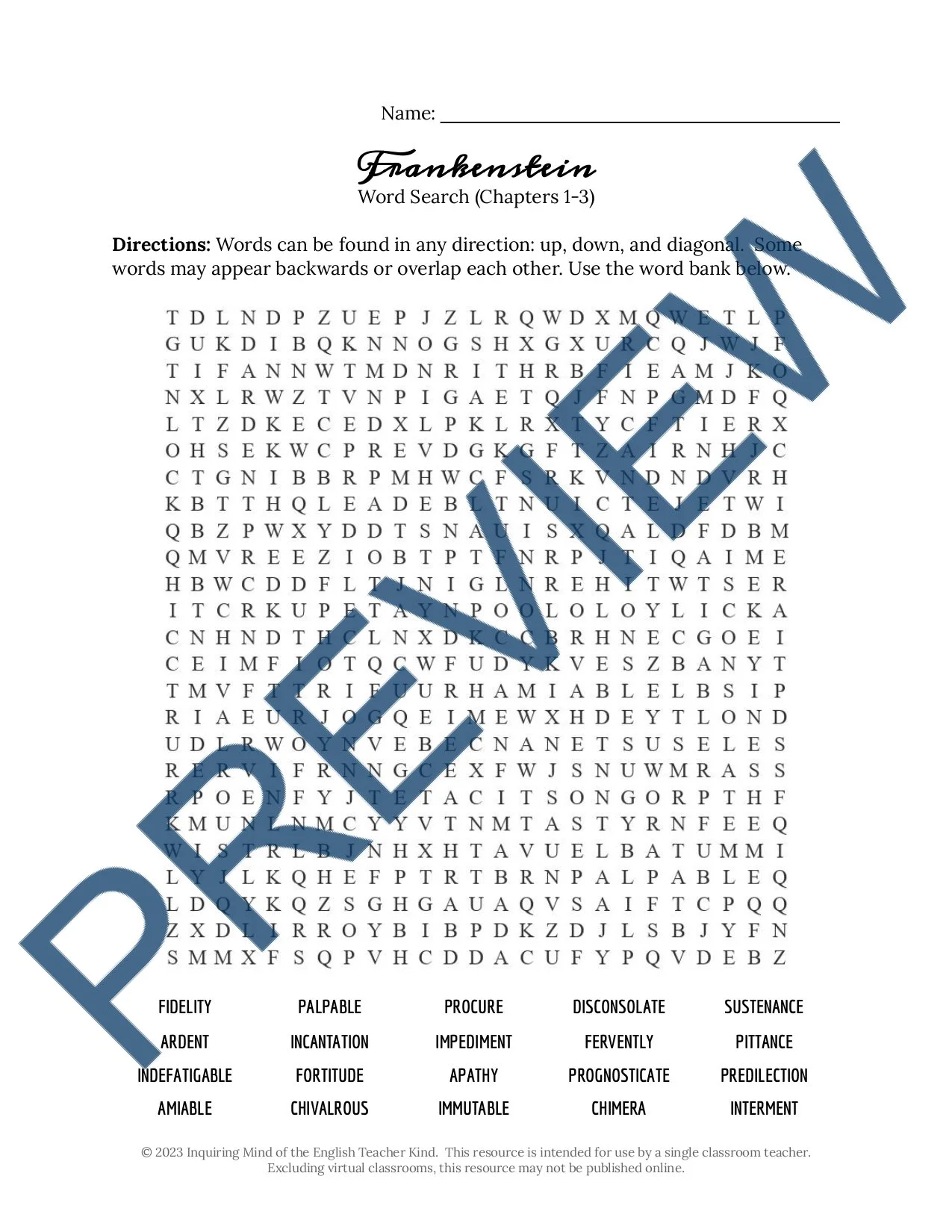 Frankenstein by Mary Shelley Vocabulary Games and Activities Bundle ...
