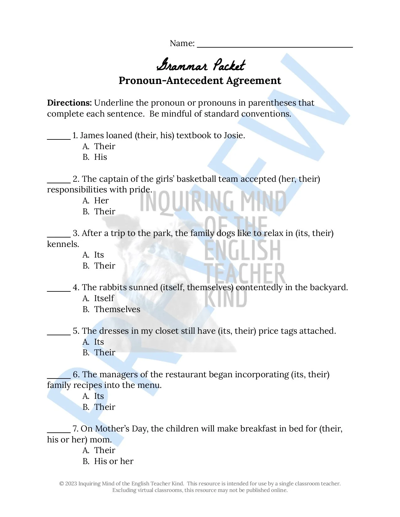 High School Grammar Review Worksheets Bundle for Middle and High School ...