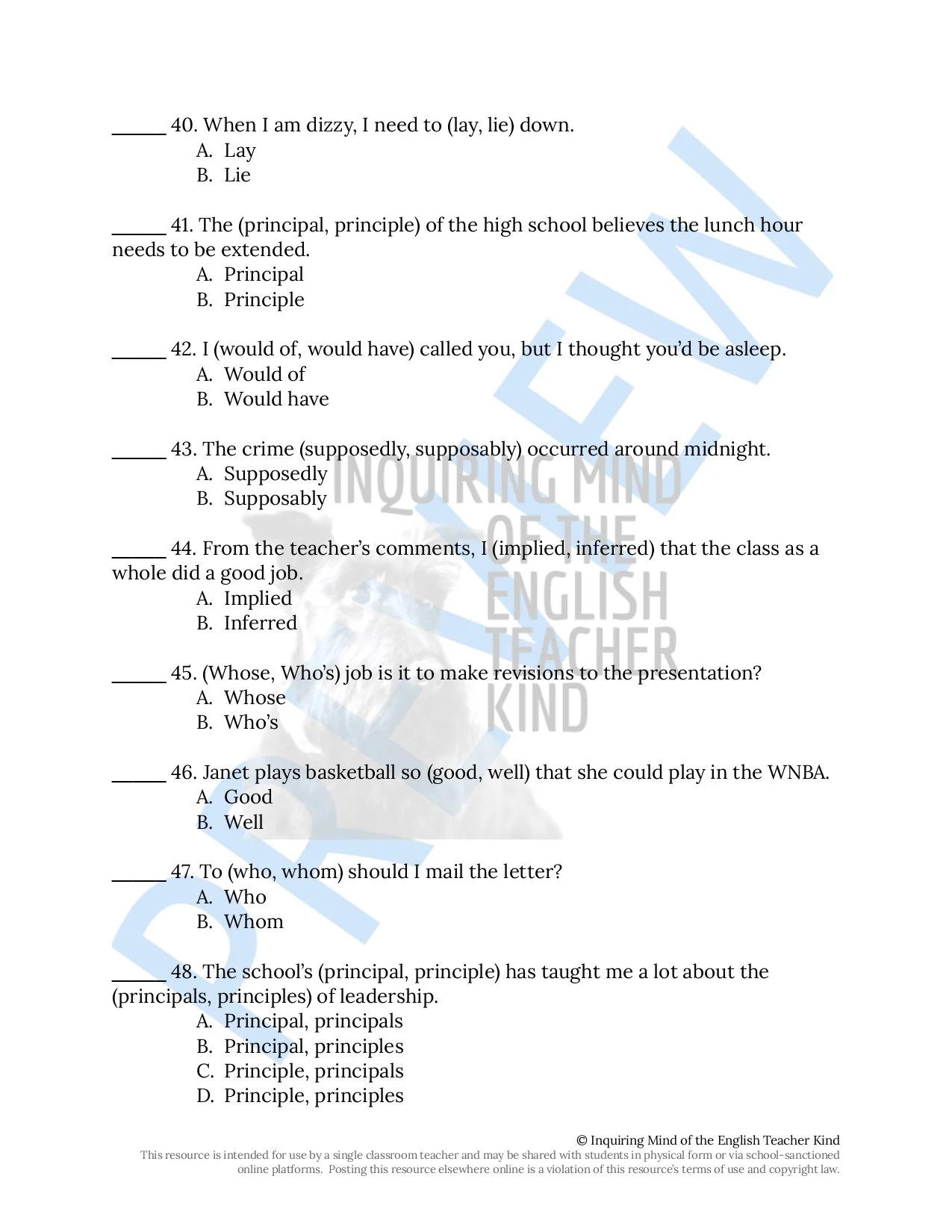 High School Grammar Review Worksheets Bundle for Middle and High School ...
