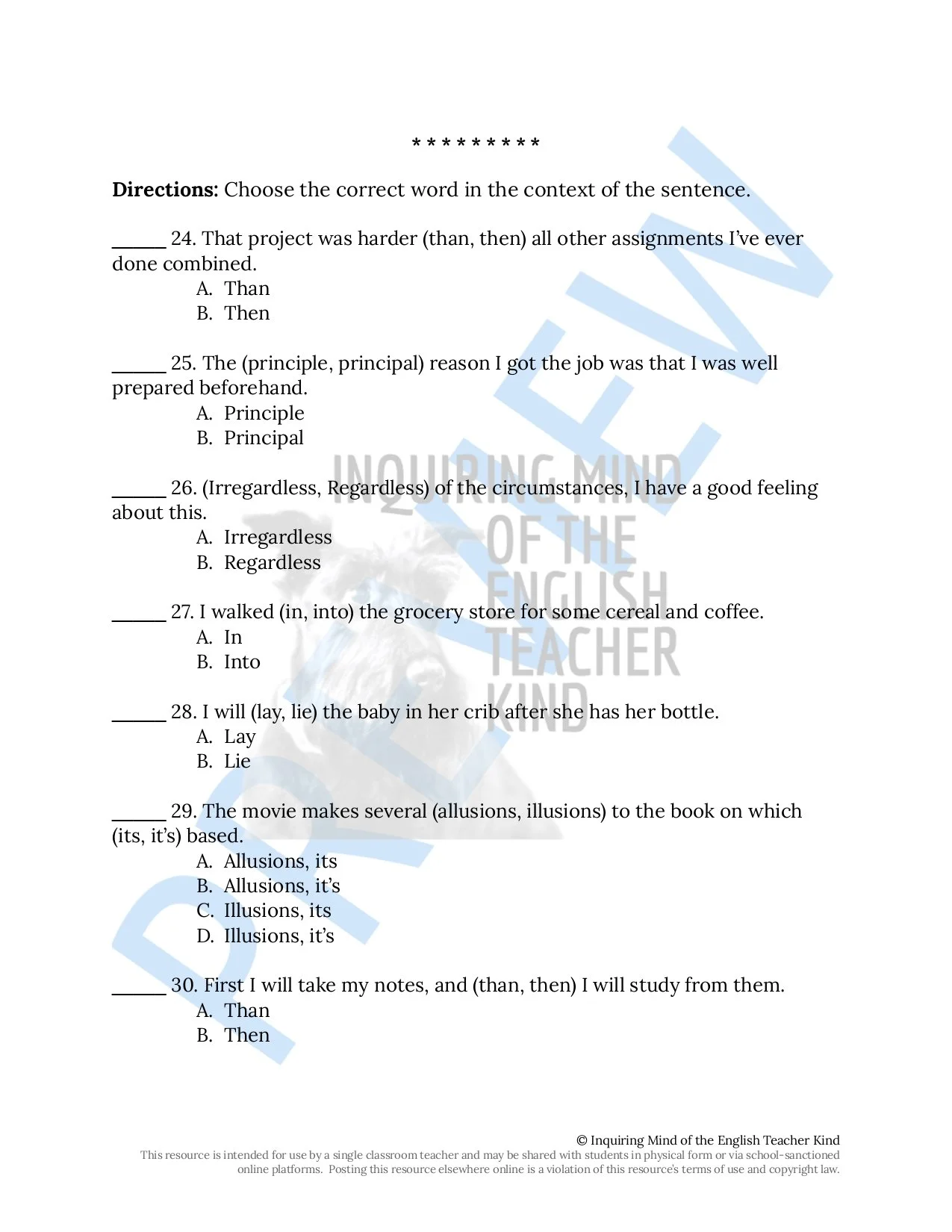 High School Grammar Review Worksheets Bundle for Middle and High School ...
