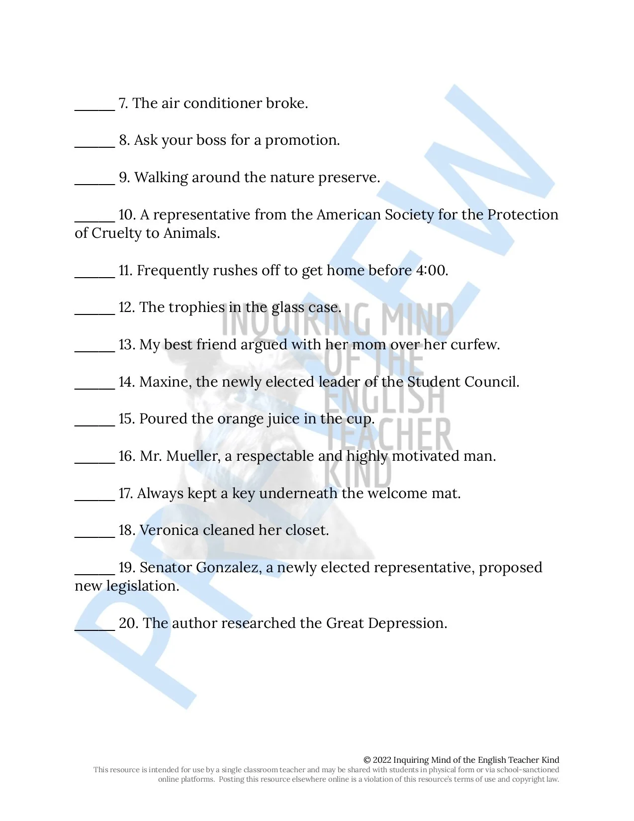 High School Grammar Review Worksheets Bundle for Middle and High School ...