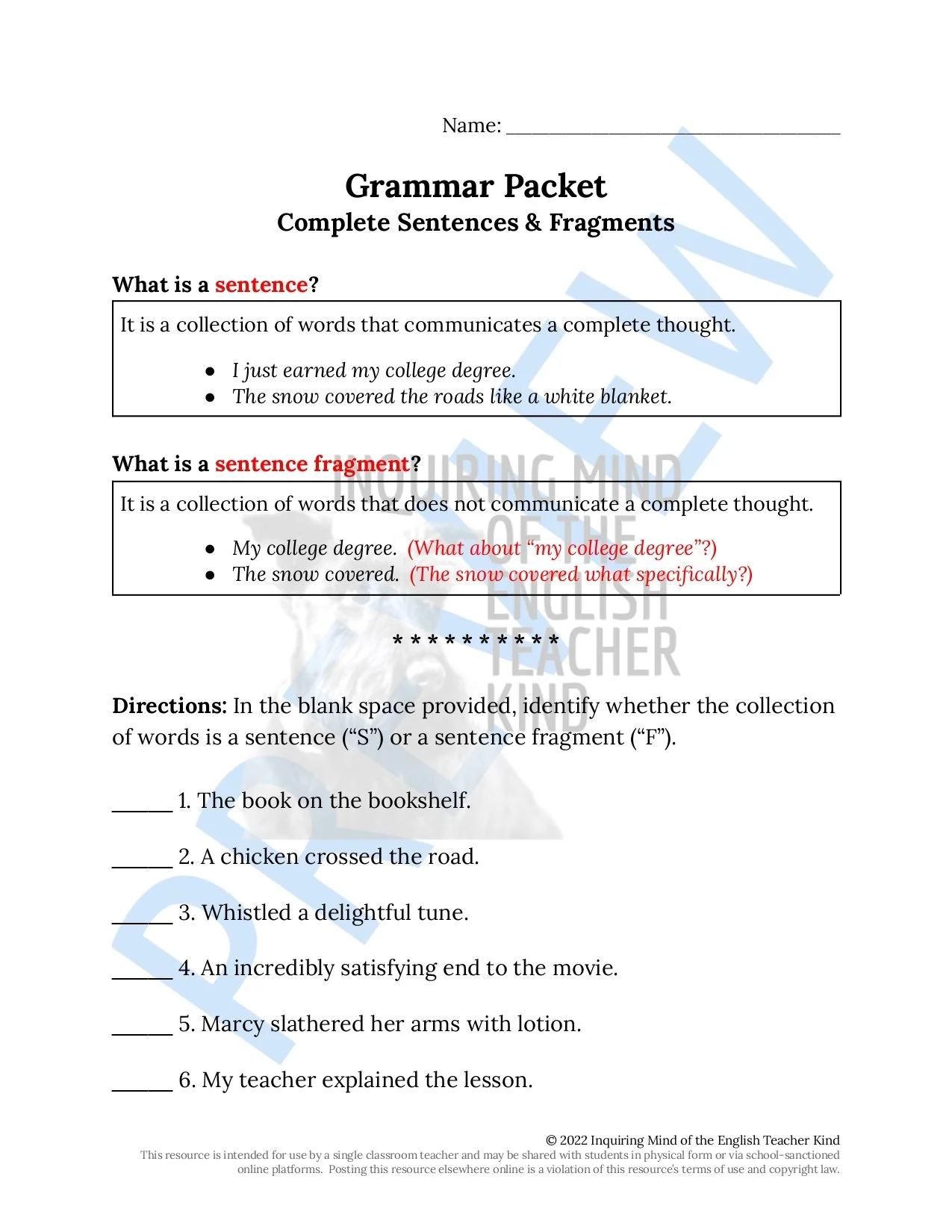 High School Grammar Review Worksheets Bundle for Middle and High School ...