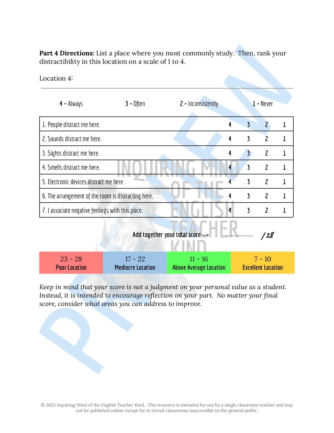 Study Habits Survey, Growth Mindset Activities, and Reflective Prompts ...