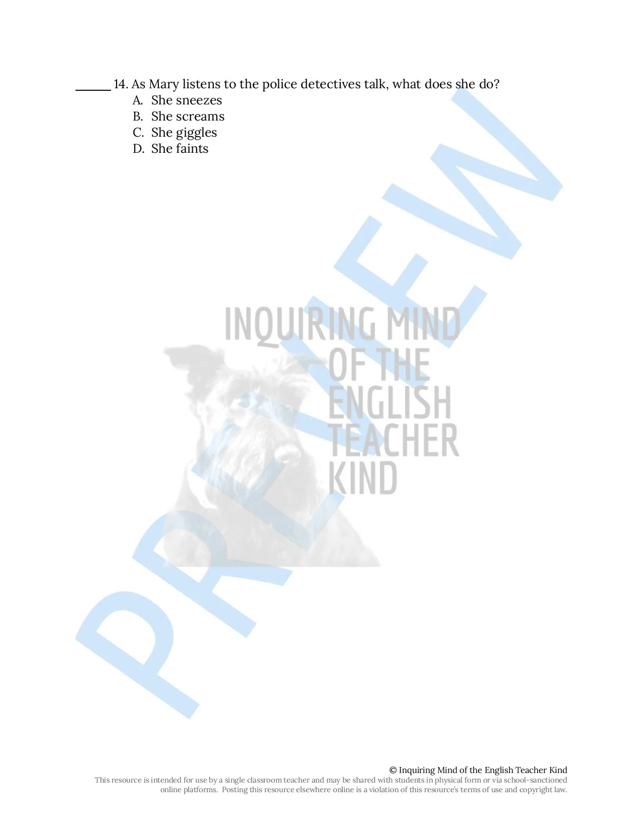 "Lamb to the Slaughter" by Roald Dahl Quiz, Close Reading, and ...