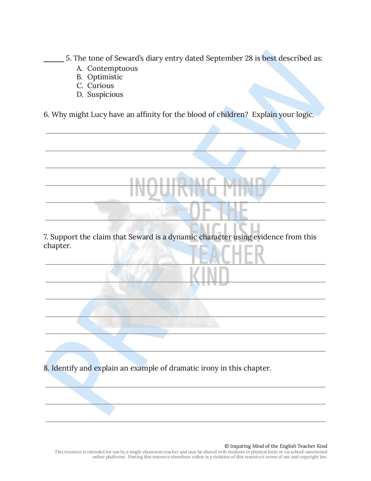 Dracula by Bram Stoker Quiz, Close Reading, and Vocabulary Development ...