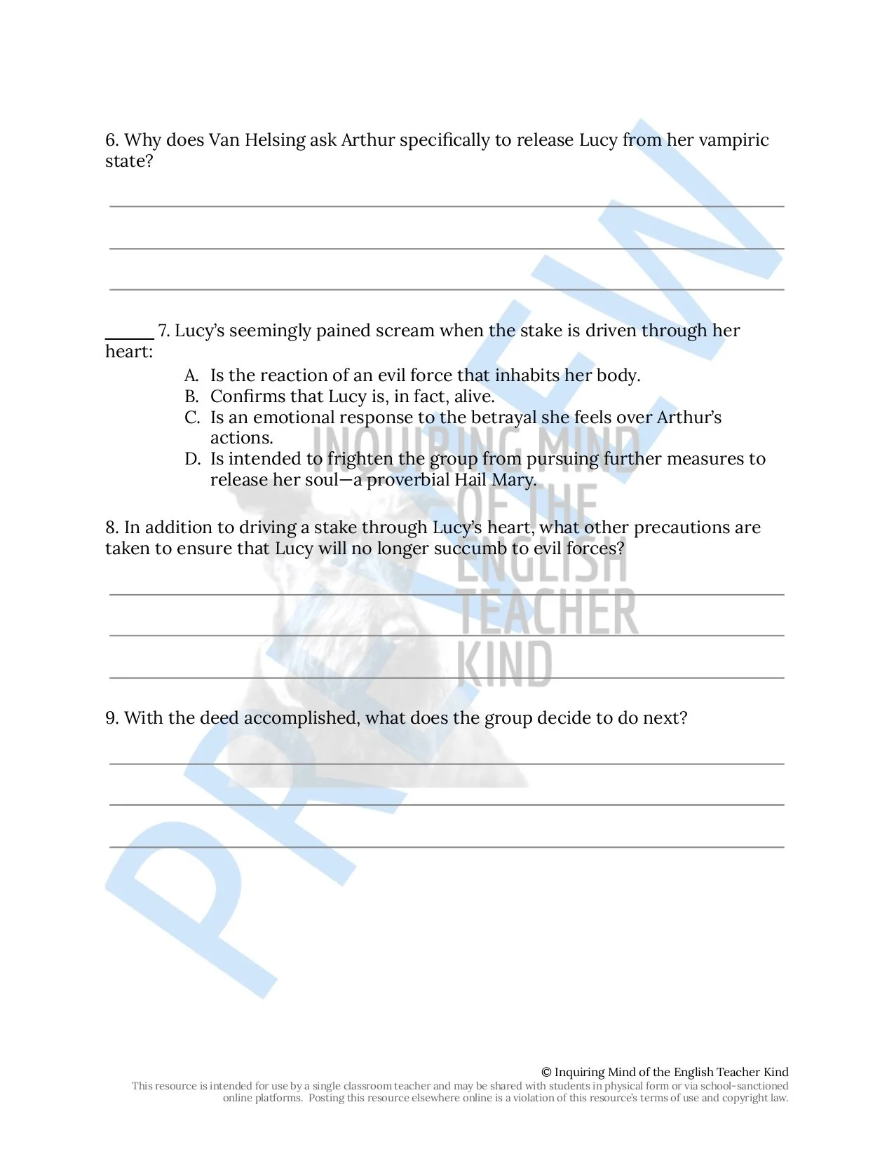 Dracula by Bram Stoker Quiz, Close Reading, and Vocabulary Development ...