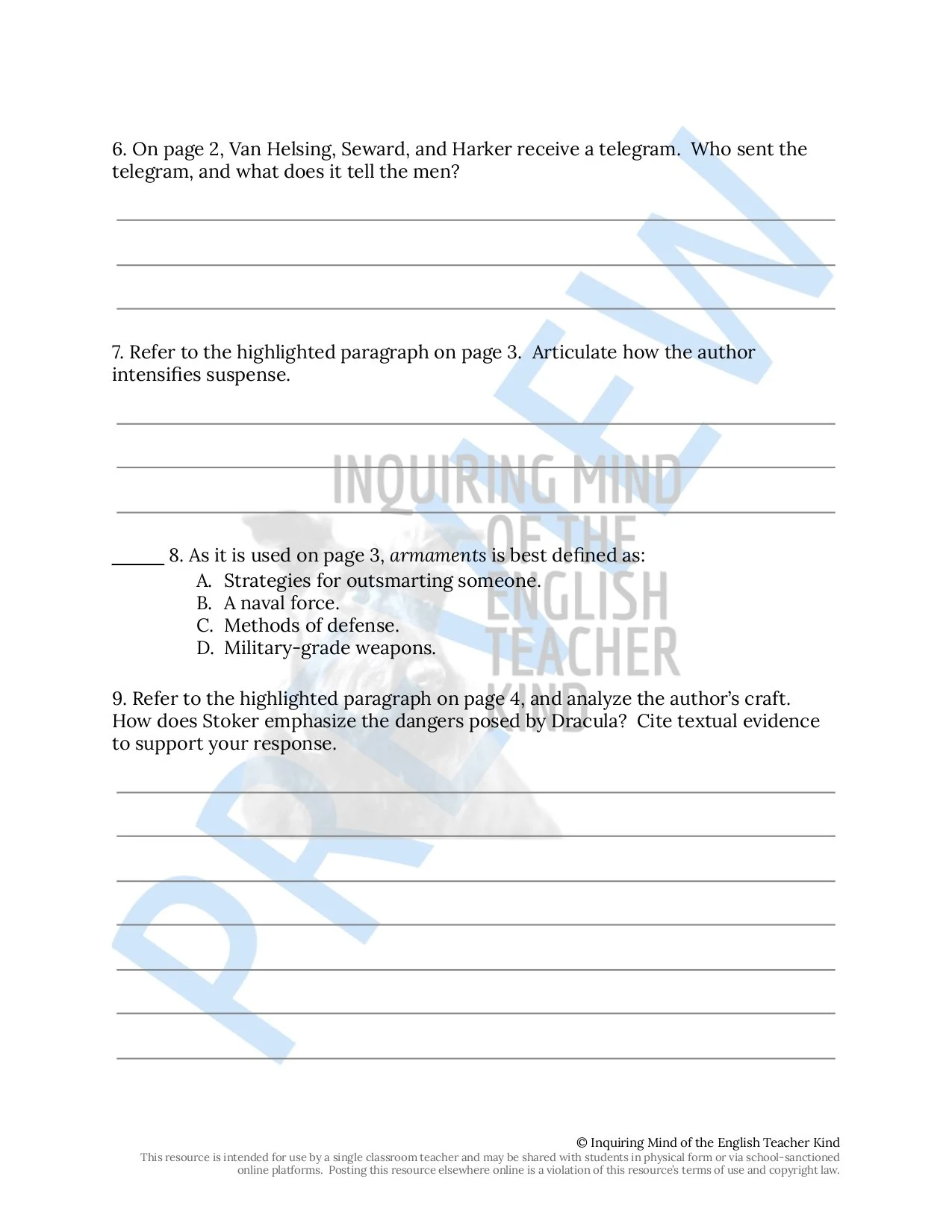 "The Birds" by Daphne du Maurier Quiz, Close Reading, and Vocabulary ...