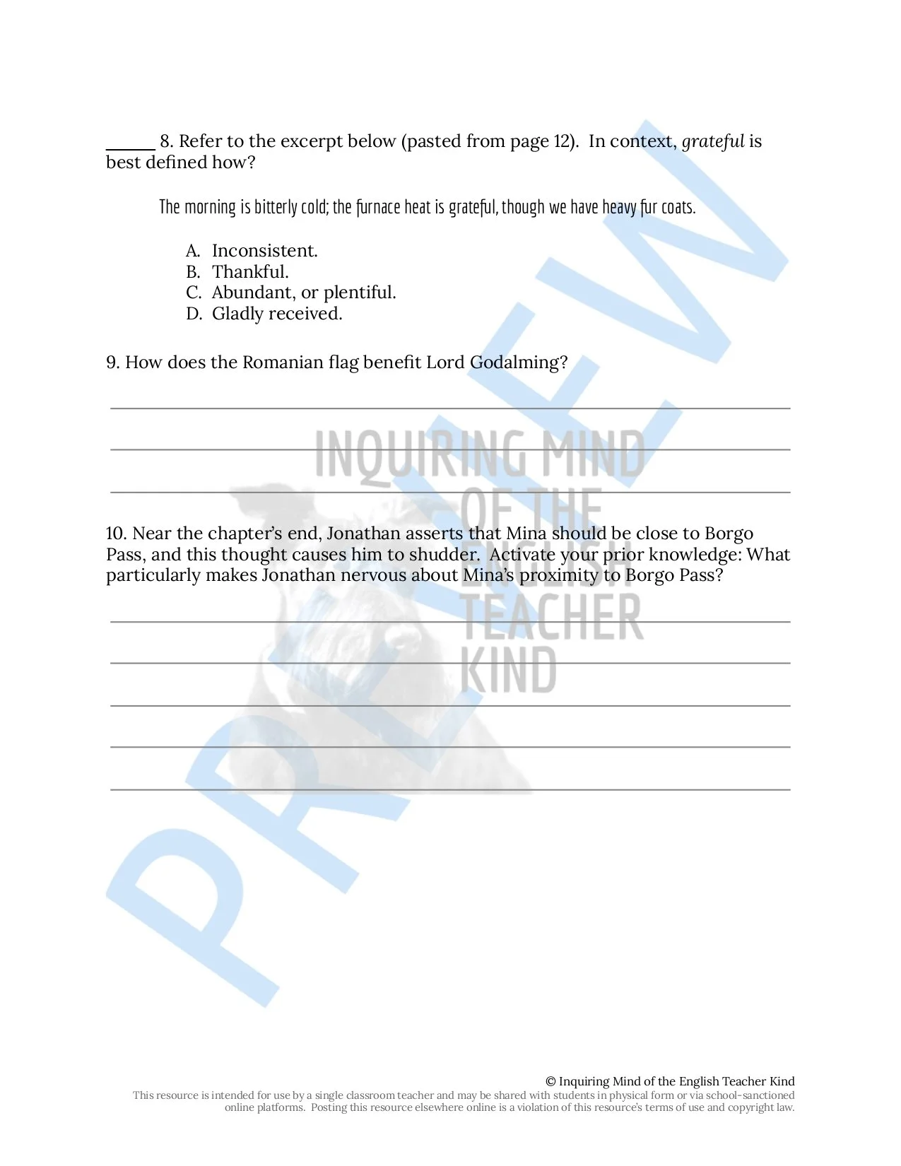 Dracula by Bram Stoker Quiz, Close Reading, and Vocabulary Development ...