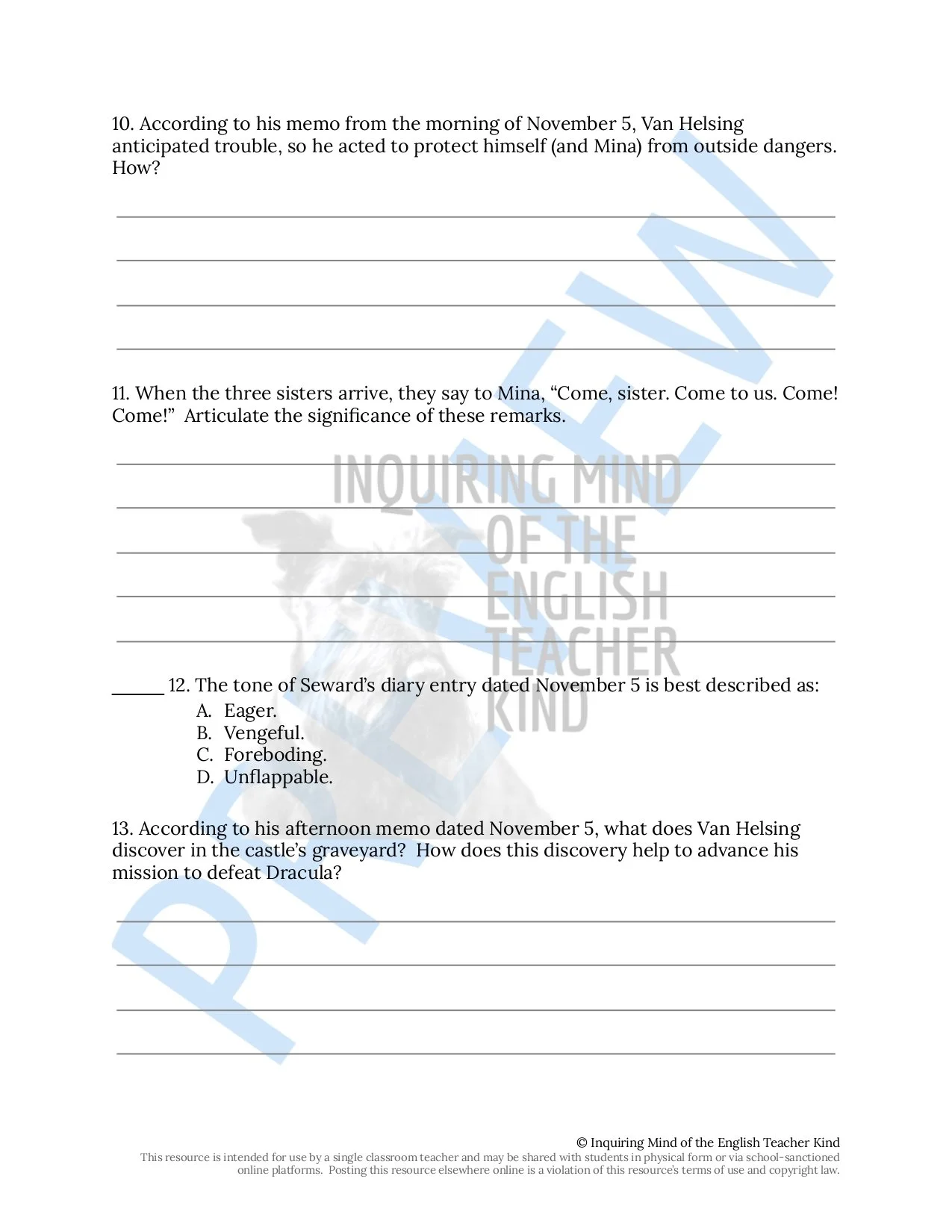 Dracula by Bram Stoker Quiz, Close Reading, and Vocabulary Development ...