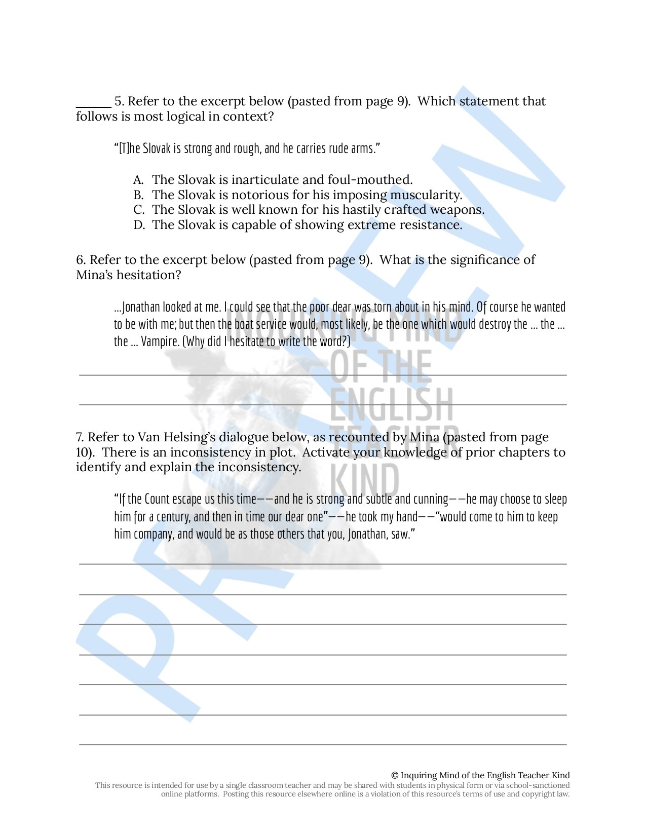 Dracula by Bram Stoker Quiz, Close Reading, and Vocabulary Development ...