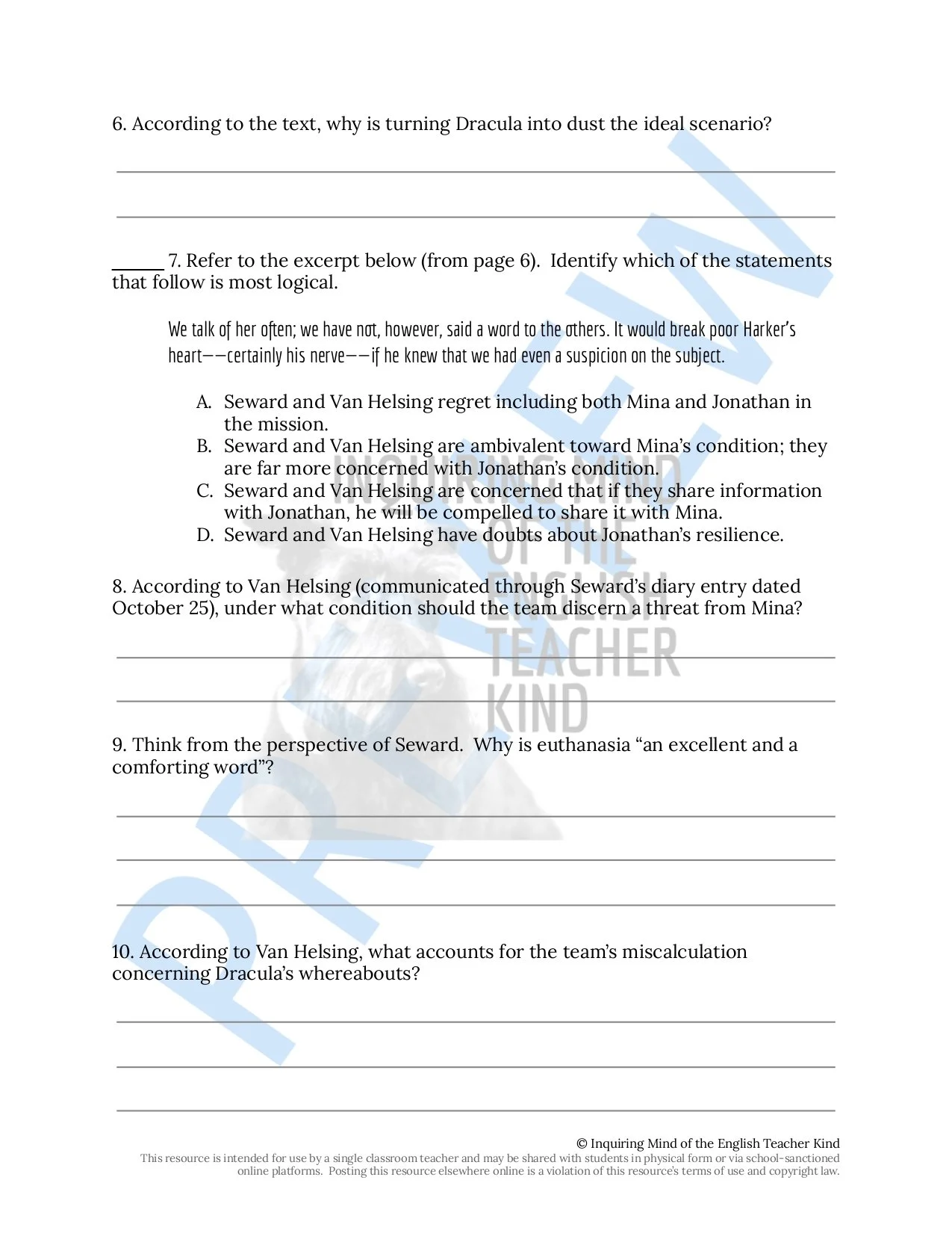 Dracula by Bram Stoker Quiz, Close Reading, and Vocabulary Development ...