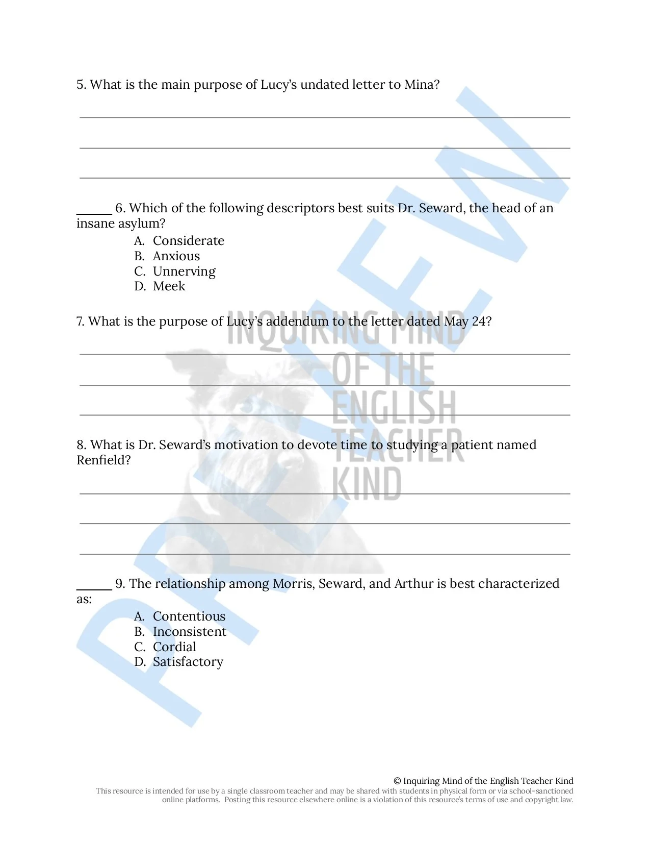 Dracula by Bram Stoker Quiz, Close Reading, Vocabulary Development ...