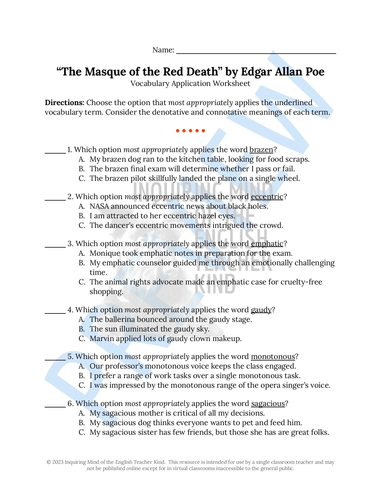 "The Masque of the Red Death" by Edgar Allan Poe Quiz, Close Reading ...