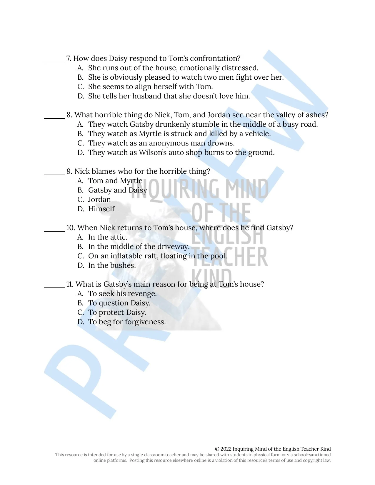 The Great Gatsby Quiz, Close Reading, and Vocabulary Development Bundle ...