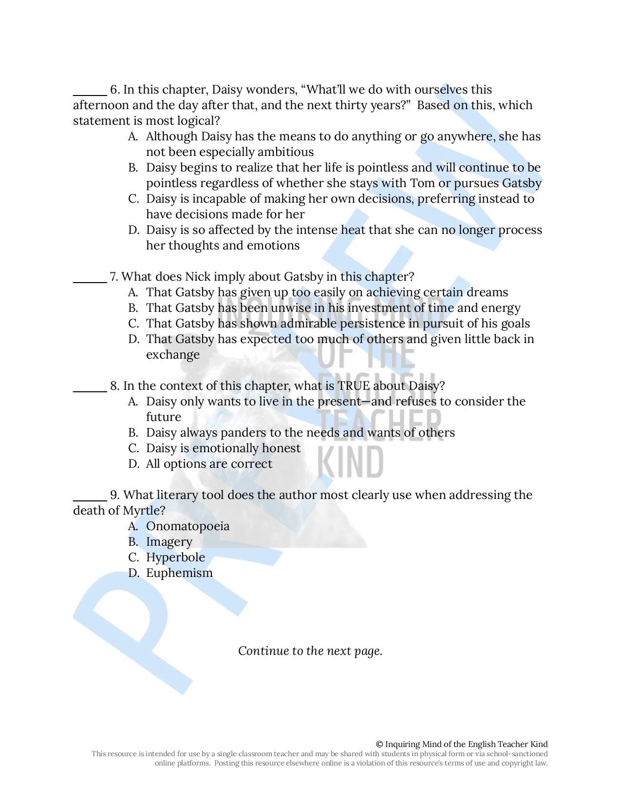 The Great Gatsby Close Reading Analysis Activities Bundle for High ...