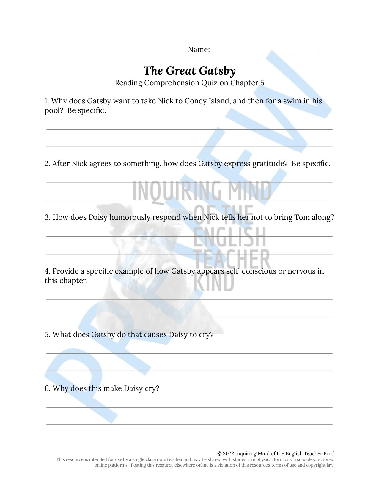The Great Gatsby Quiz, Close Reading, and Vocabulary Development Bundle ...
