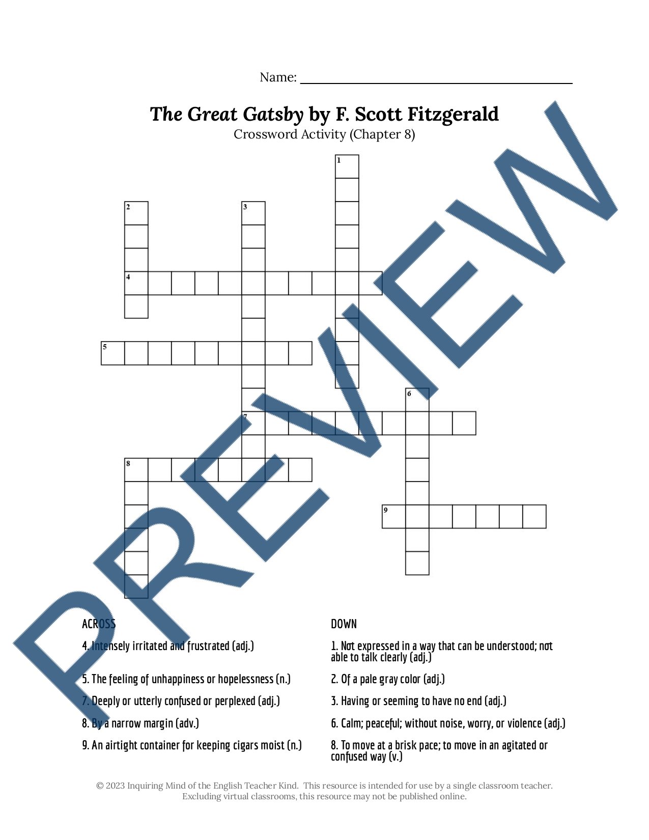 The Great Gatsby Quizzes, Close Readings, Vocab Games, Test, and Keys ...