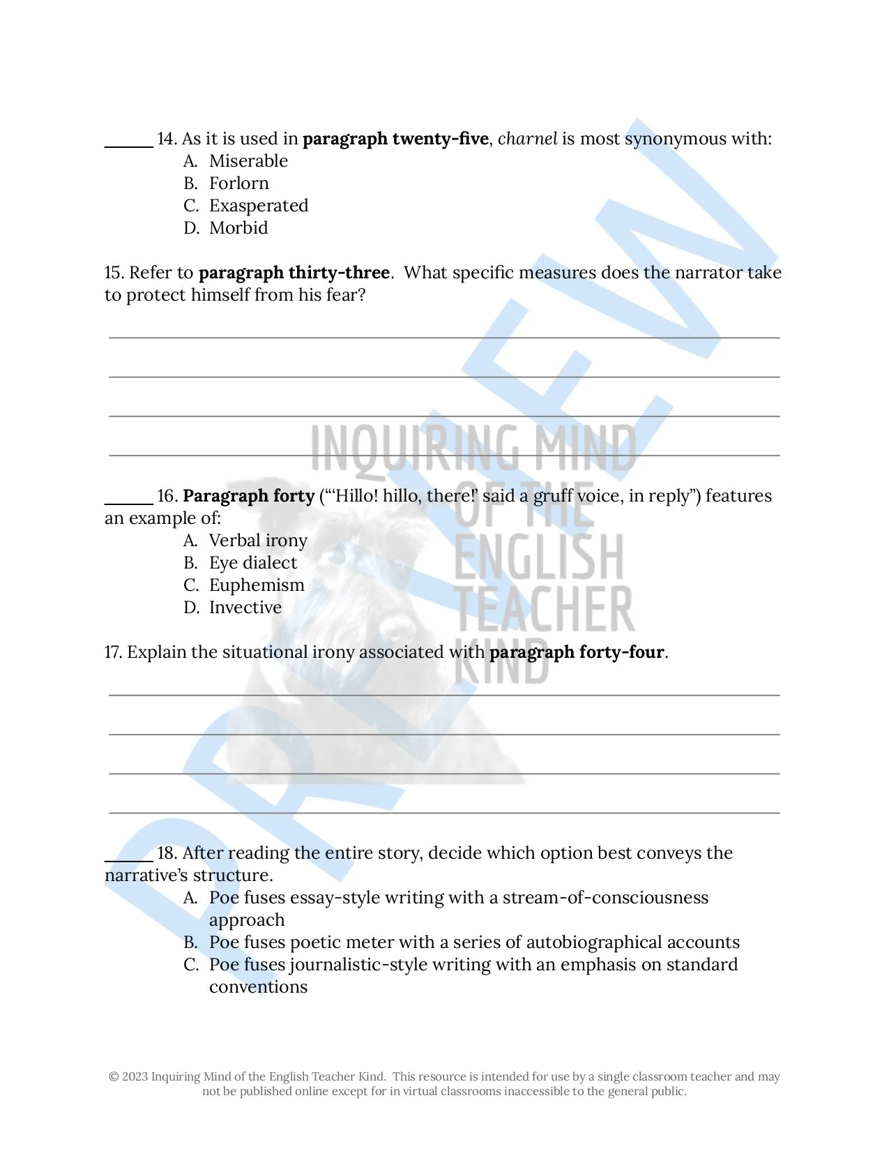 Short Stories by Edgar Allan Poe Quiz and Close Reading Bundle for High ...