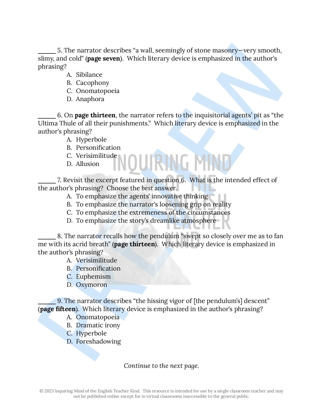 Short Stories by Edgar Allan Poe Quiz and Close Reading Bundle for High ...