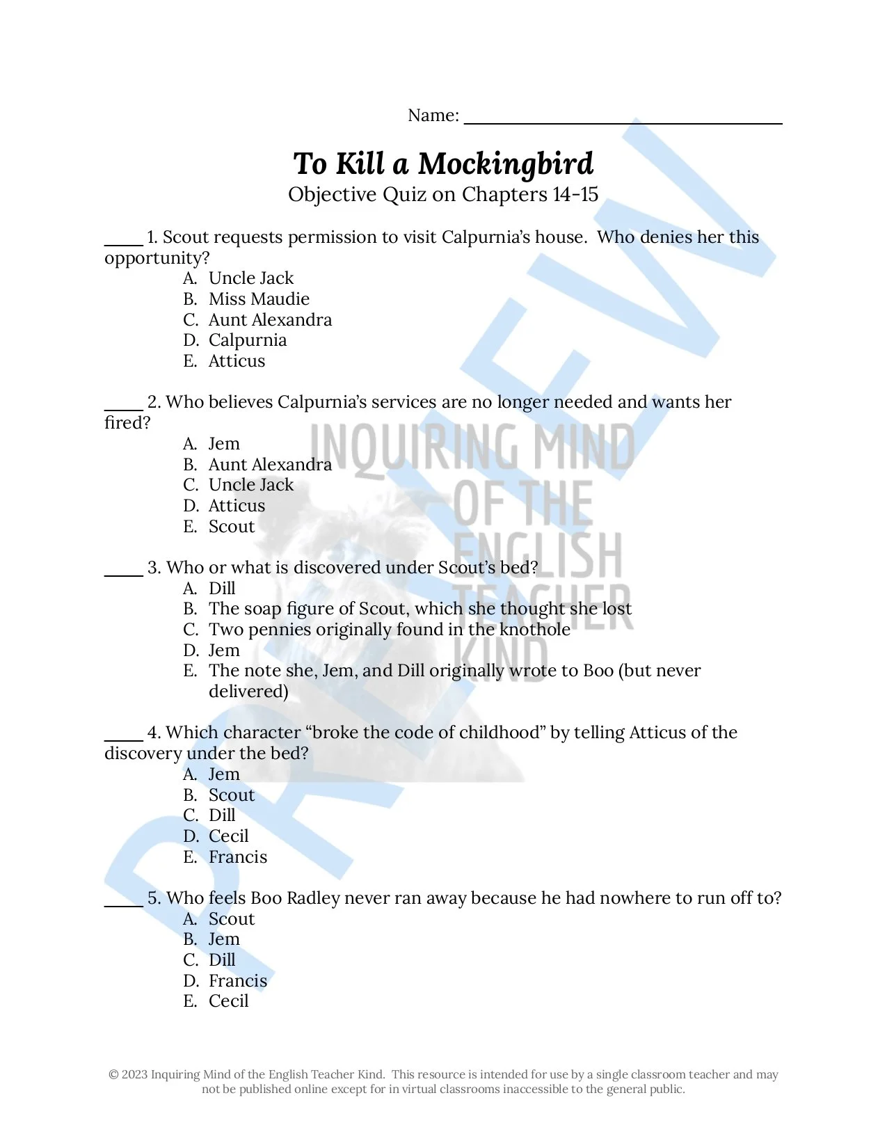 To Kill a Mockingbird Quiz and Close Reading Analysis Worksheets Bundle ...