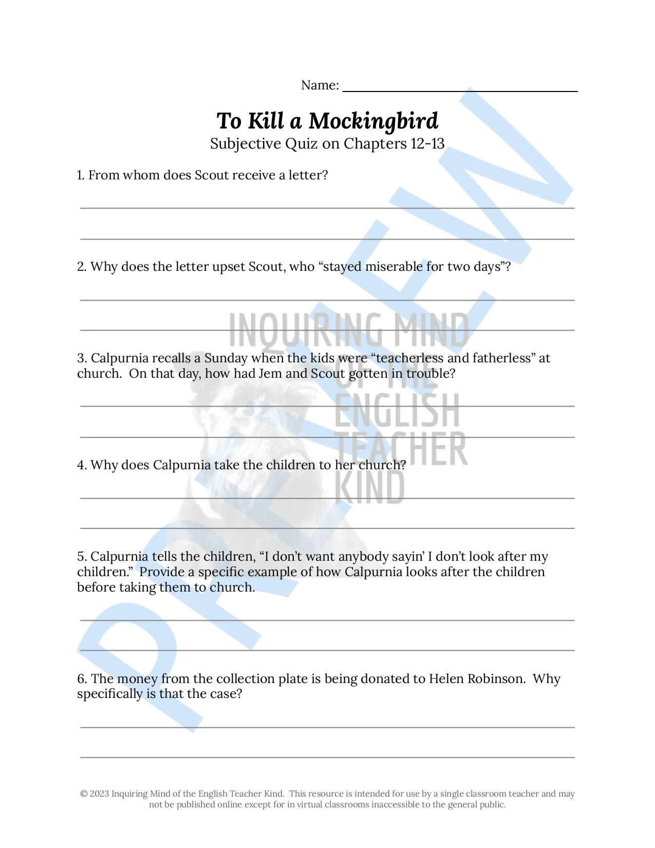To Kill a Mockingbird Quiz and Answer Key Bundle for High School ...