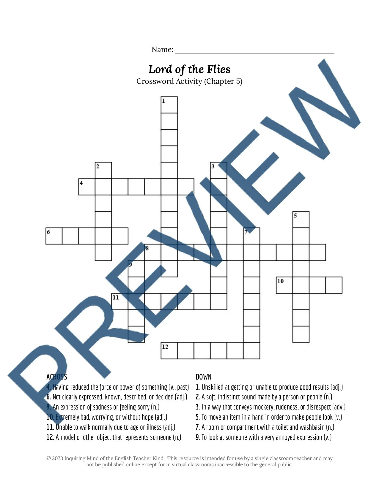 Lord of the Flies Chapter 5 Quiz, Close Reading, and Vocabulary ...