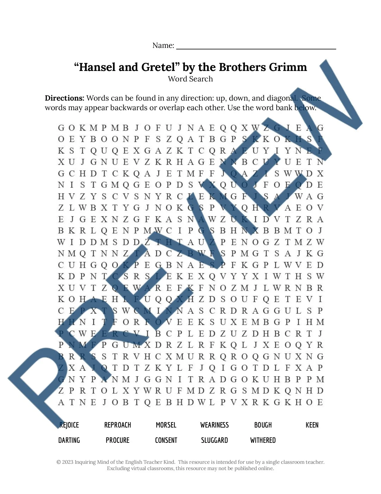 "Hansel and Gretel" by the Brothers Grimm Quiz, Close Reading, and ...