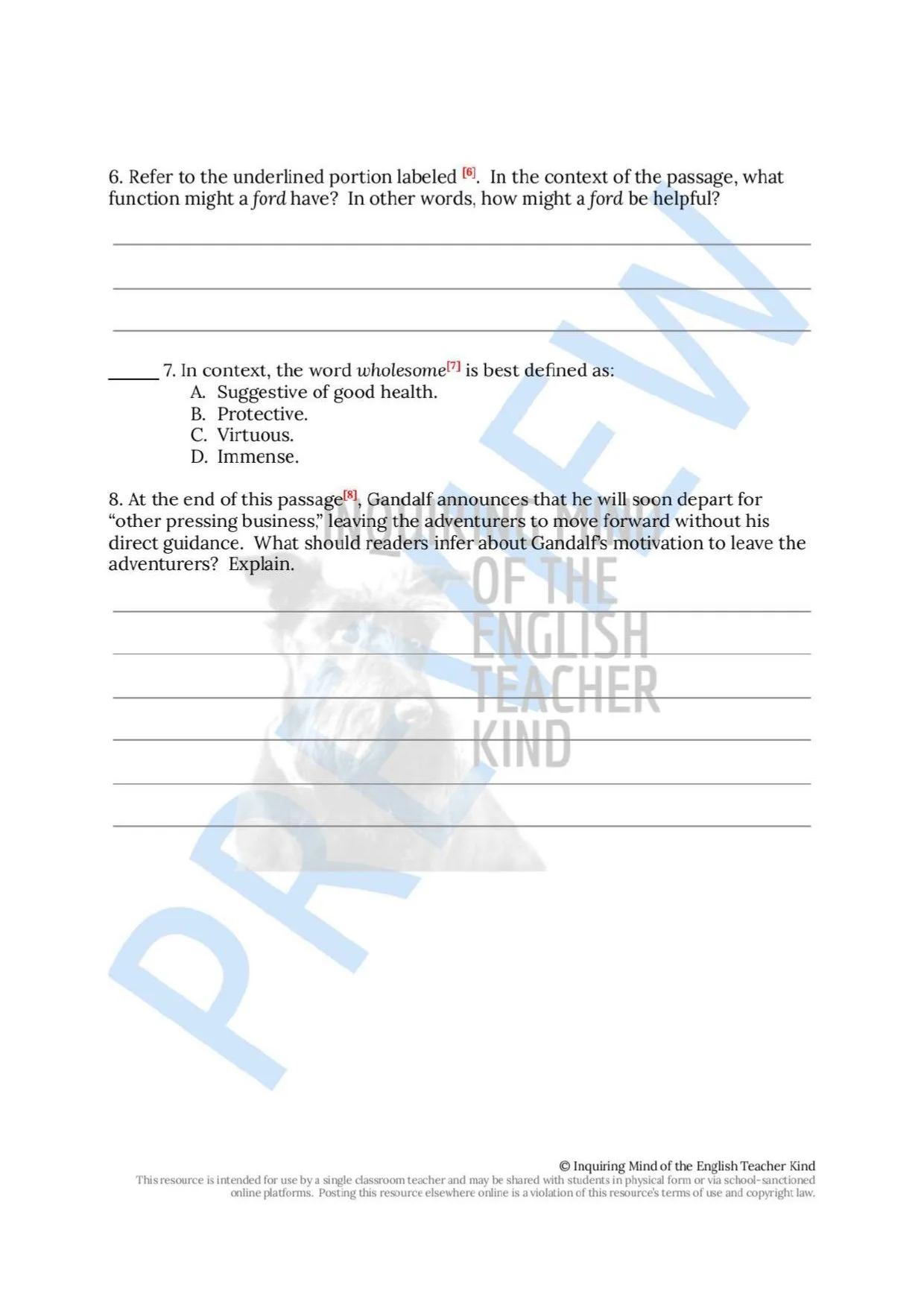 The Hobbit Quiz, Close Reading, and Vocabulary Games Bundle (Chapters 6 ...