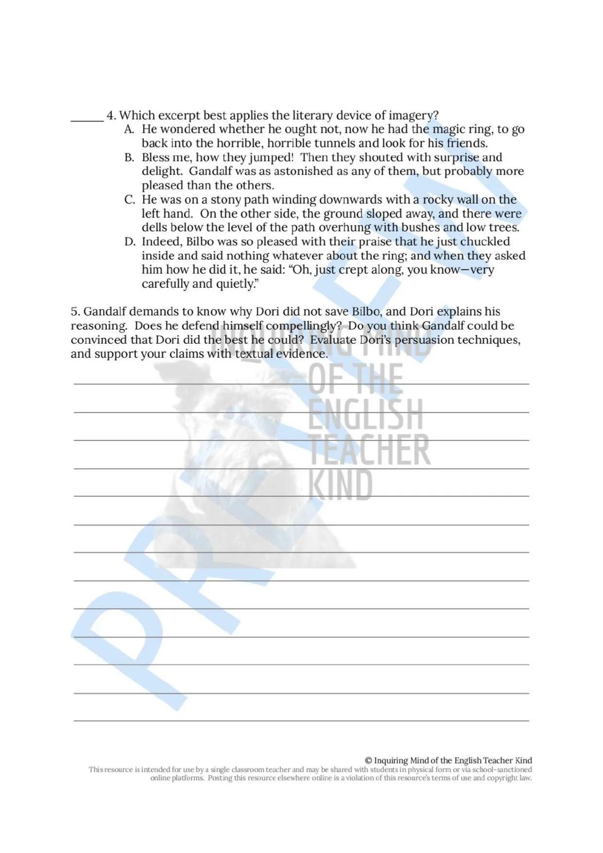 The Hobbit Quiz, Close Reading, and Vocabulary Games Bundle (Chapters 6 ...