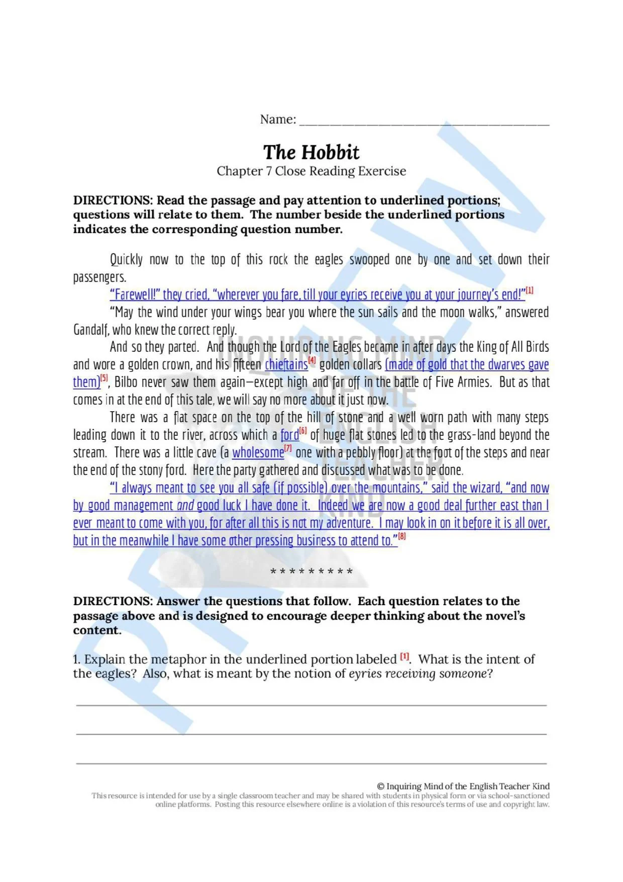 The Hobbit Quiz, Close Reading, and Vocabulary Games Bundle (Chapters 6 ...