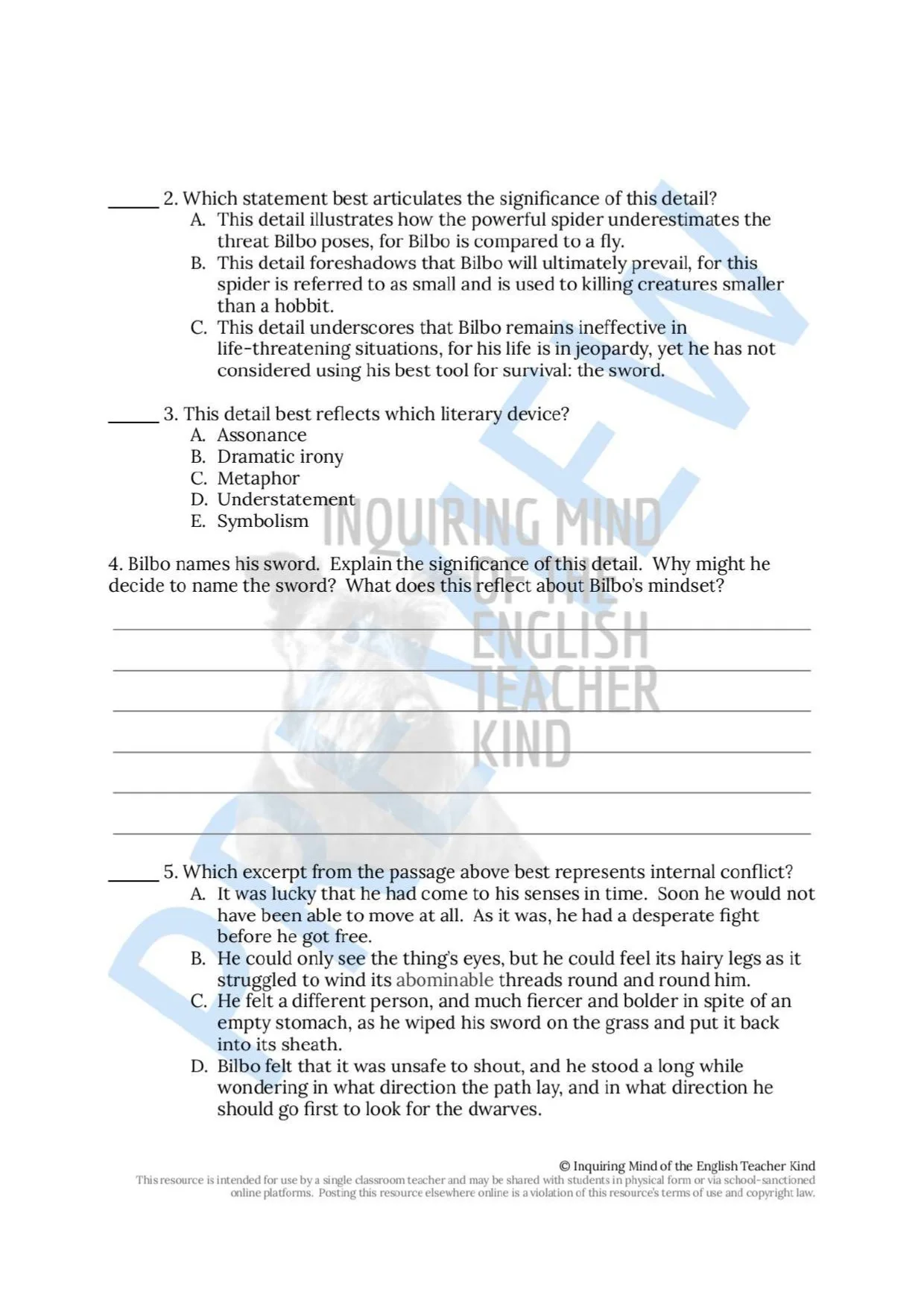 The Hobbit Quiz, Close Reading, and Vocabulary Games Bundle (Chapters 6 ...