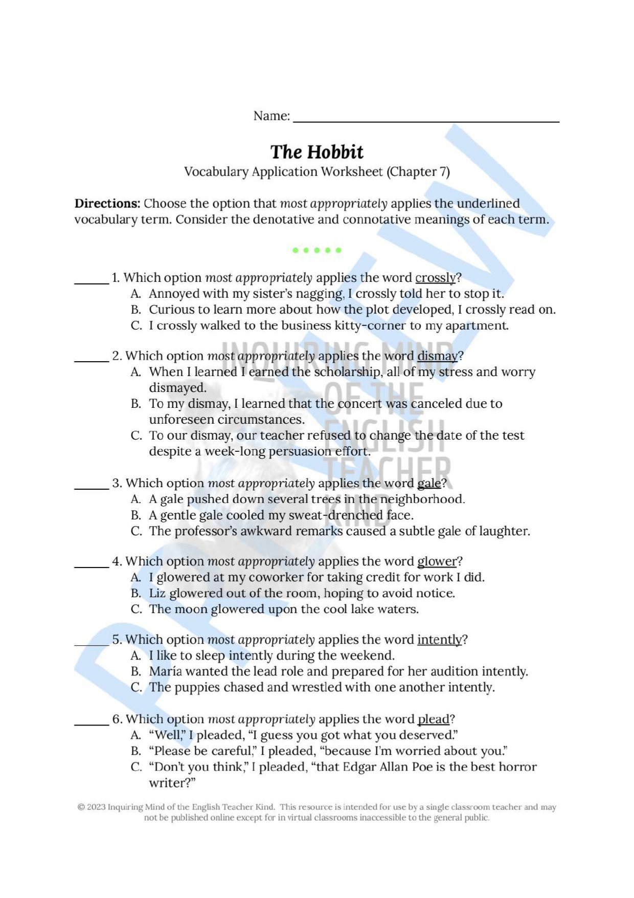 The Hobbit Quiz, Close Reading, and Vocabulary Games Bundle (Chapters 6 ...