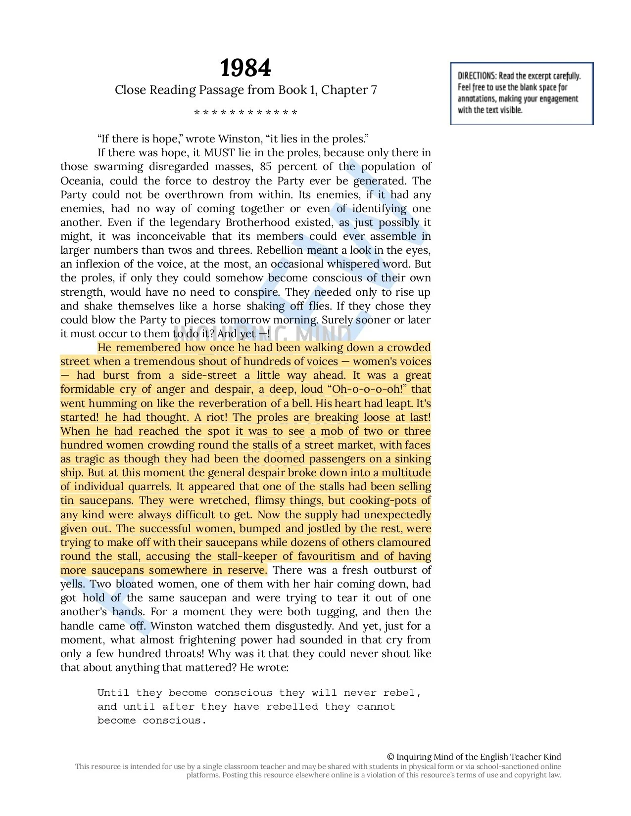 1984 Book 1 Quiz, Close Reading, Vocabulary Games, and Answer Keys ...