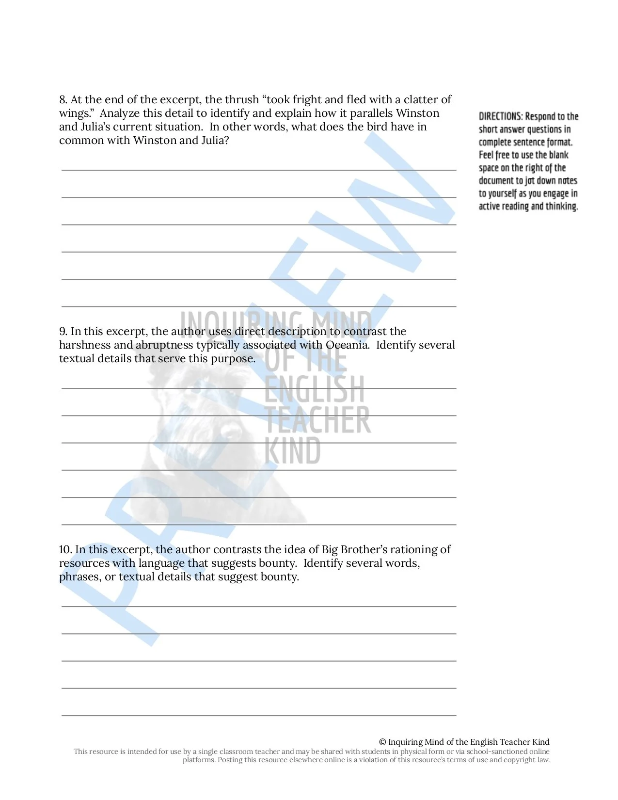 1984 Book 2 Quiz, Close Reading, Vocabulary Games, and Answer Keys ...
