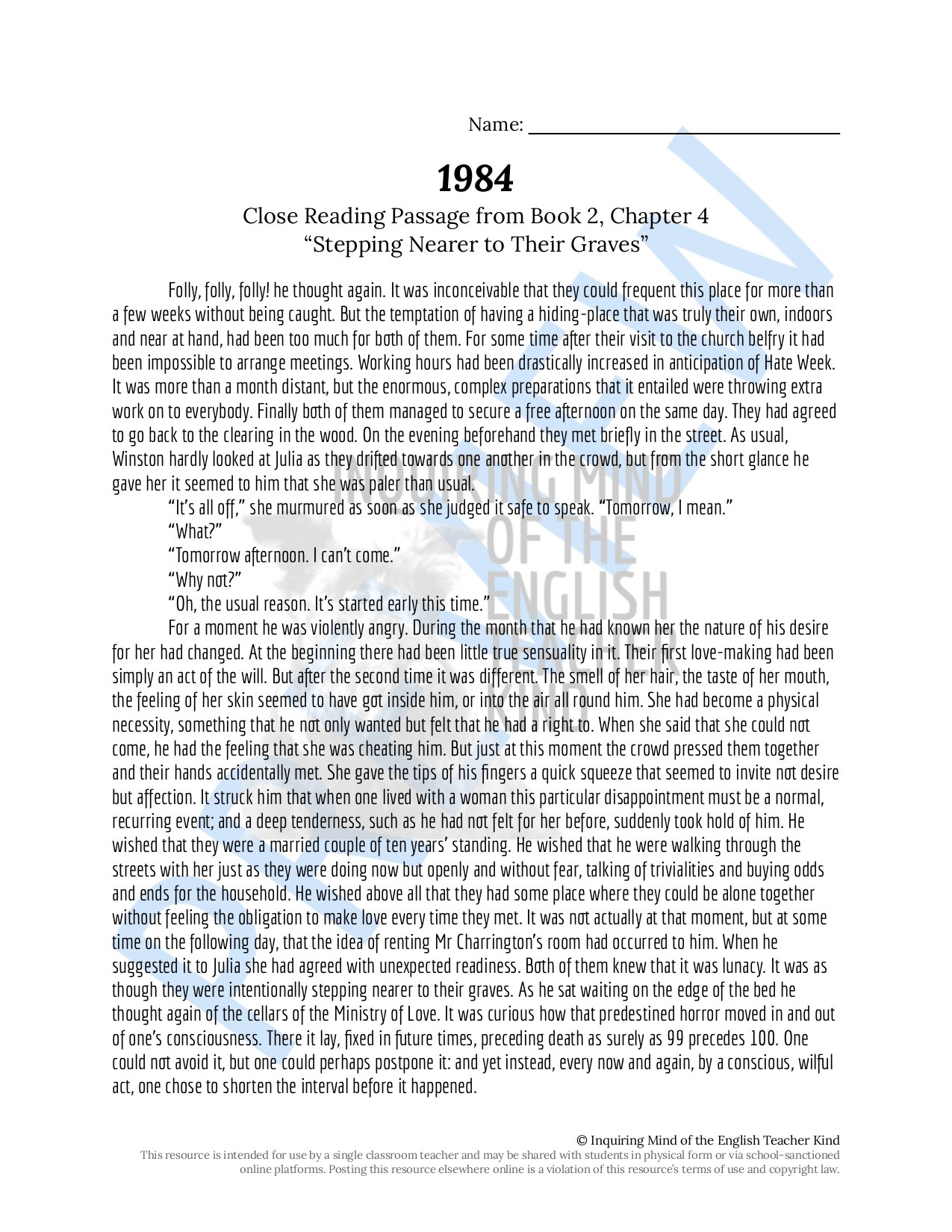 1984 Book 2 Quiz, Close Reading, Vocabulary Games, and Answer Keys ...