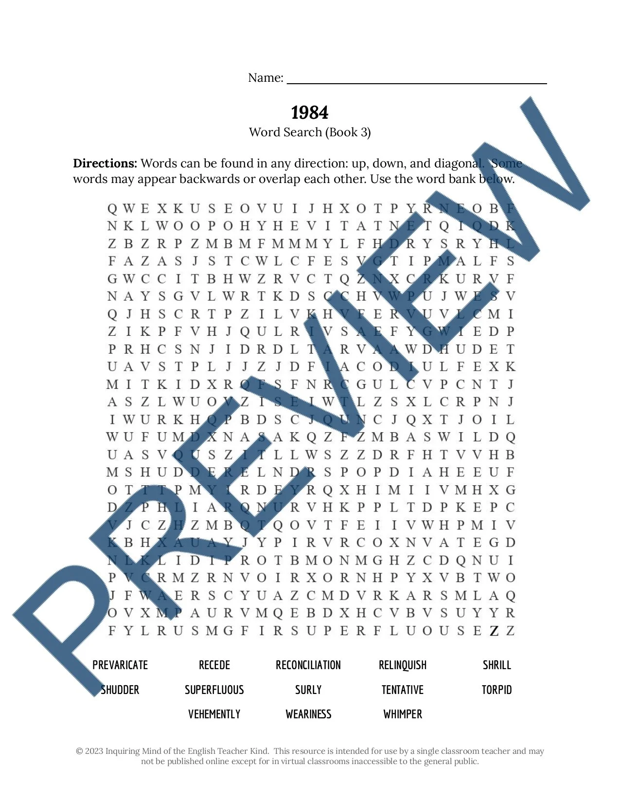 1984 by George Orwell Vocabulary Development Games and Activities ...