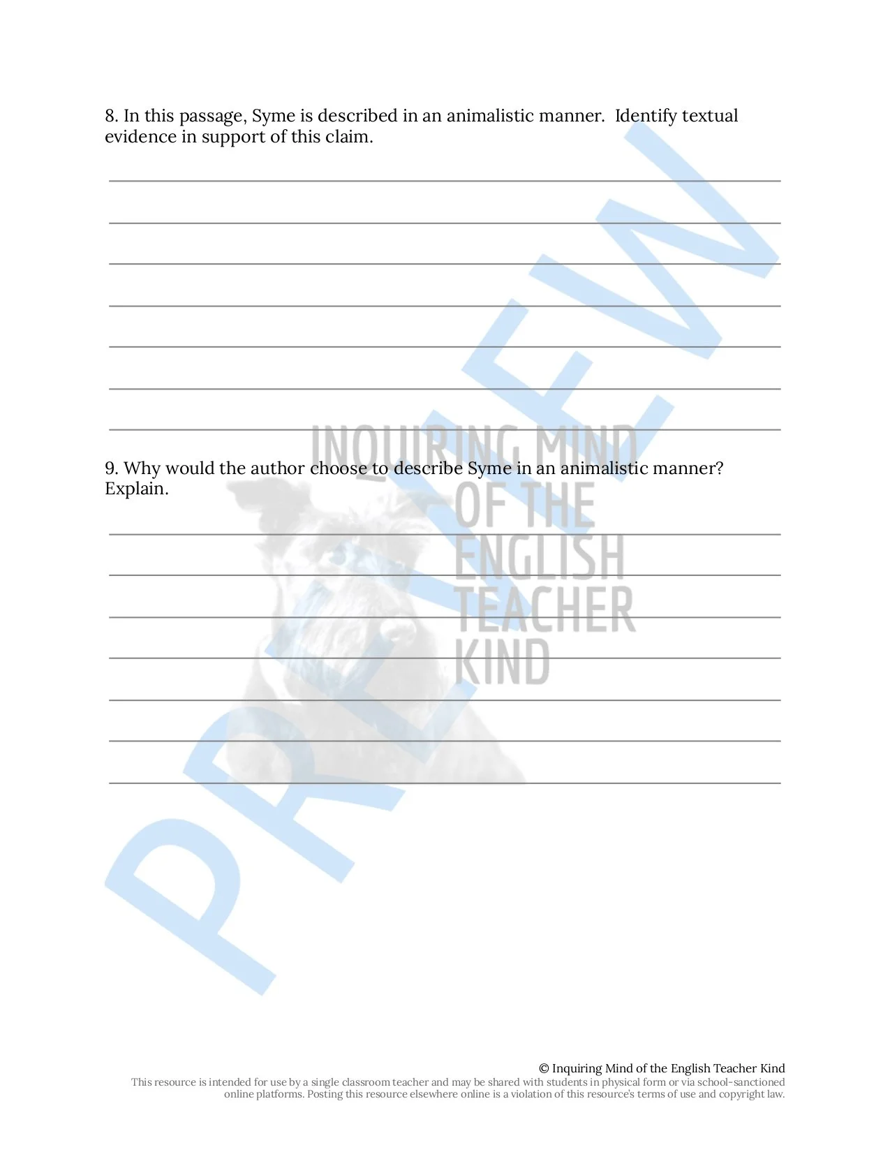 1984 by George Orwell Close Reading Analysis Worksheets Bundle for High School — Inquiring Mind ...