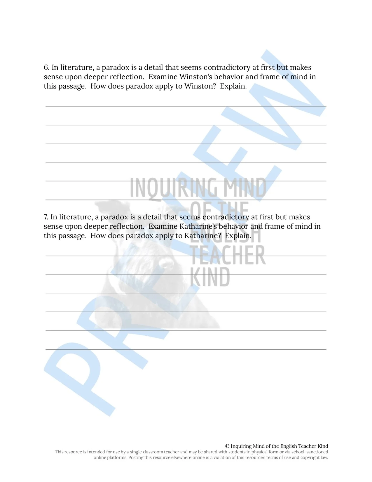 1984 by George Orwell Close Reading Analysis Worksheets Bundle for High ...