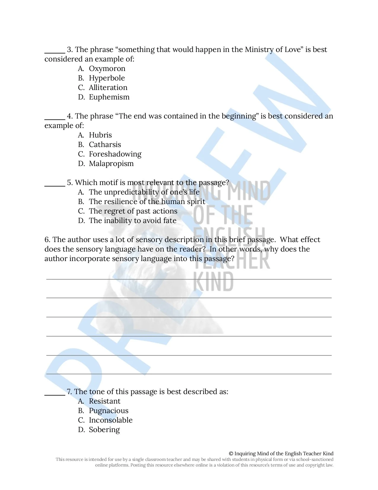 1984 by George Orwell Close Reading Analysis Worksheets Bundle for High ...