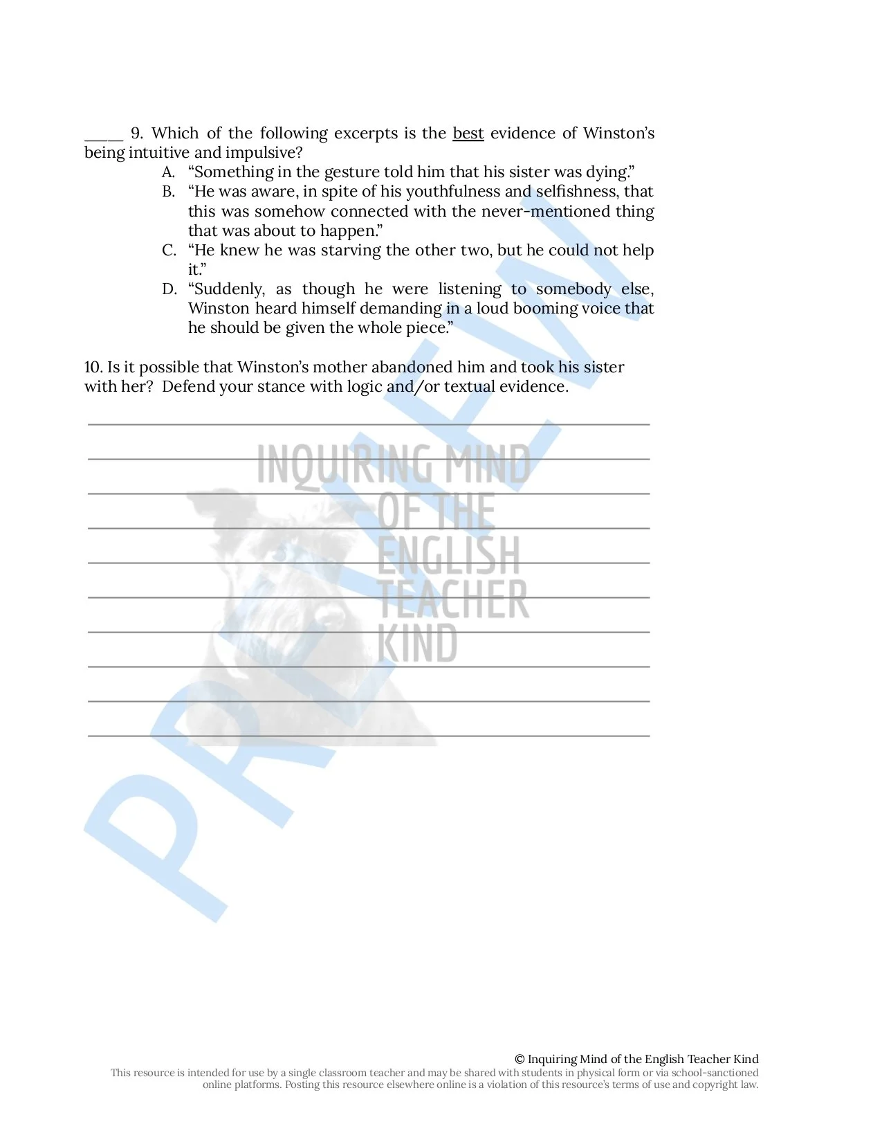 1984 by George Orwell Close Reading Analysis Worksheets Bundle for High ...