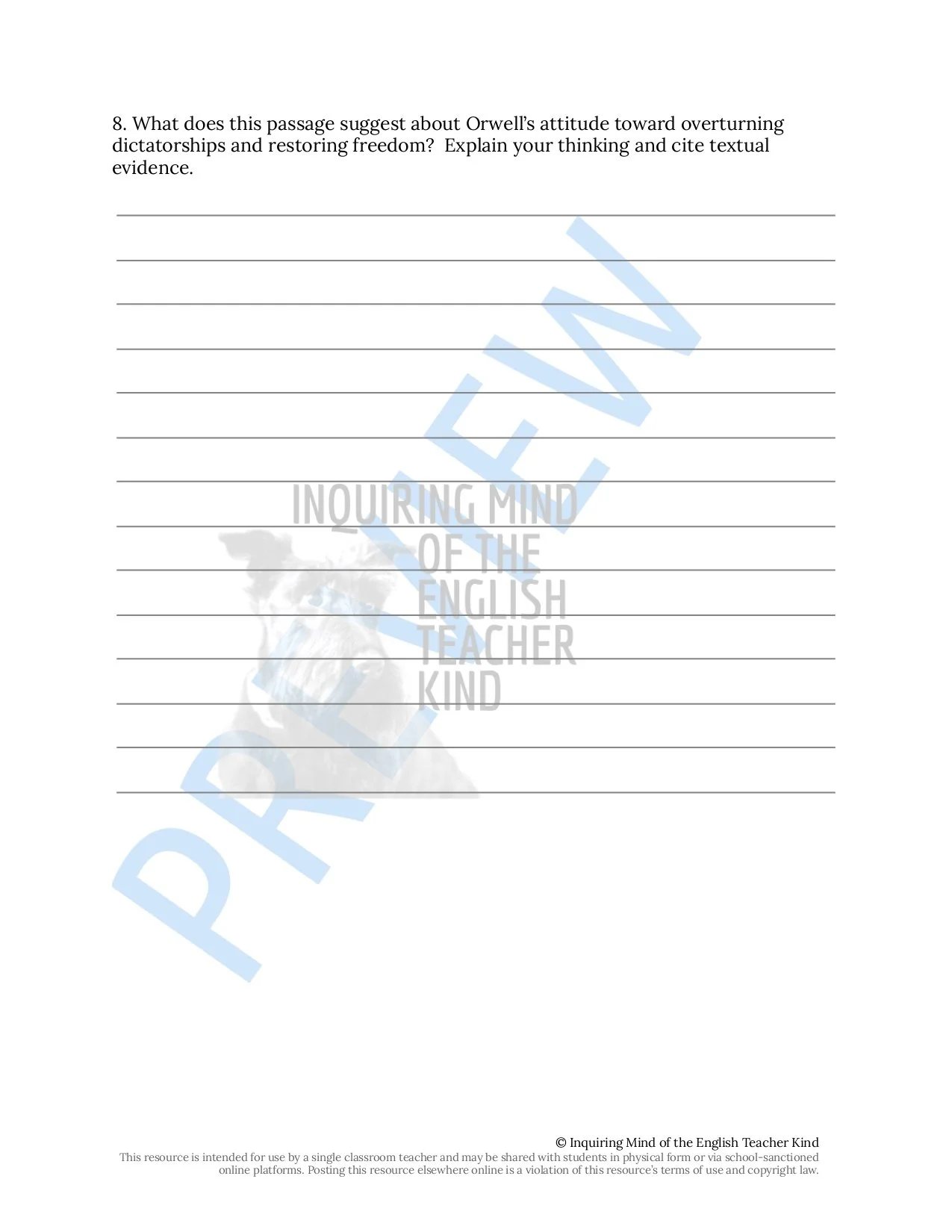 1984 by George Orwell Close Reading Analysis Worksheets Bundle for High ...